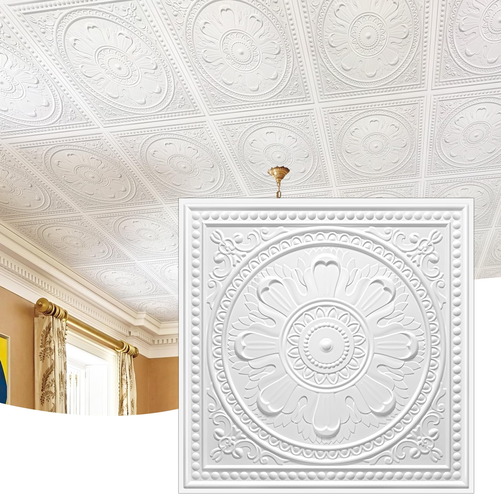 Amazon.com: STICKGOO Drop Ceiling Tiles 24"x24", PVC Panels Plastic ...