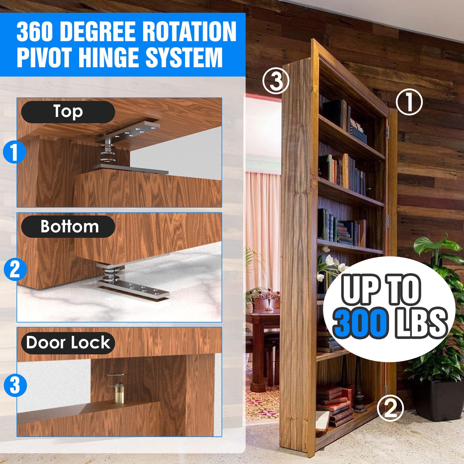 Snapklik.com : Silver Pisman Door Pivot Hinges, Hidden Hinge Heavy Duty