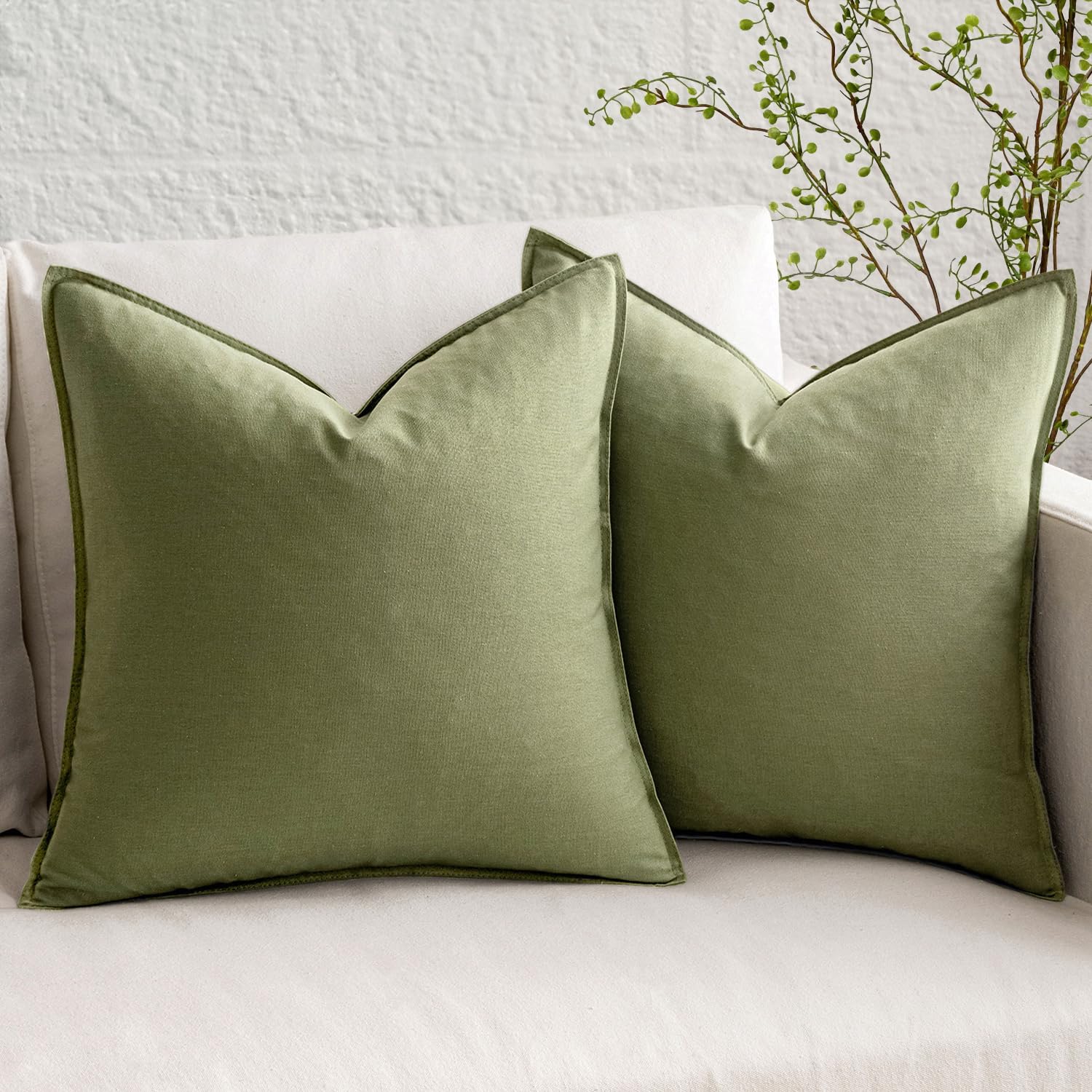 Amazon.com: MIULEE Pack of 2 Sage Green Pillow Covers 18x18 Inch ...