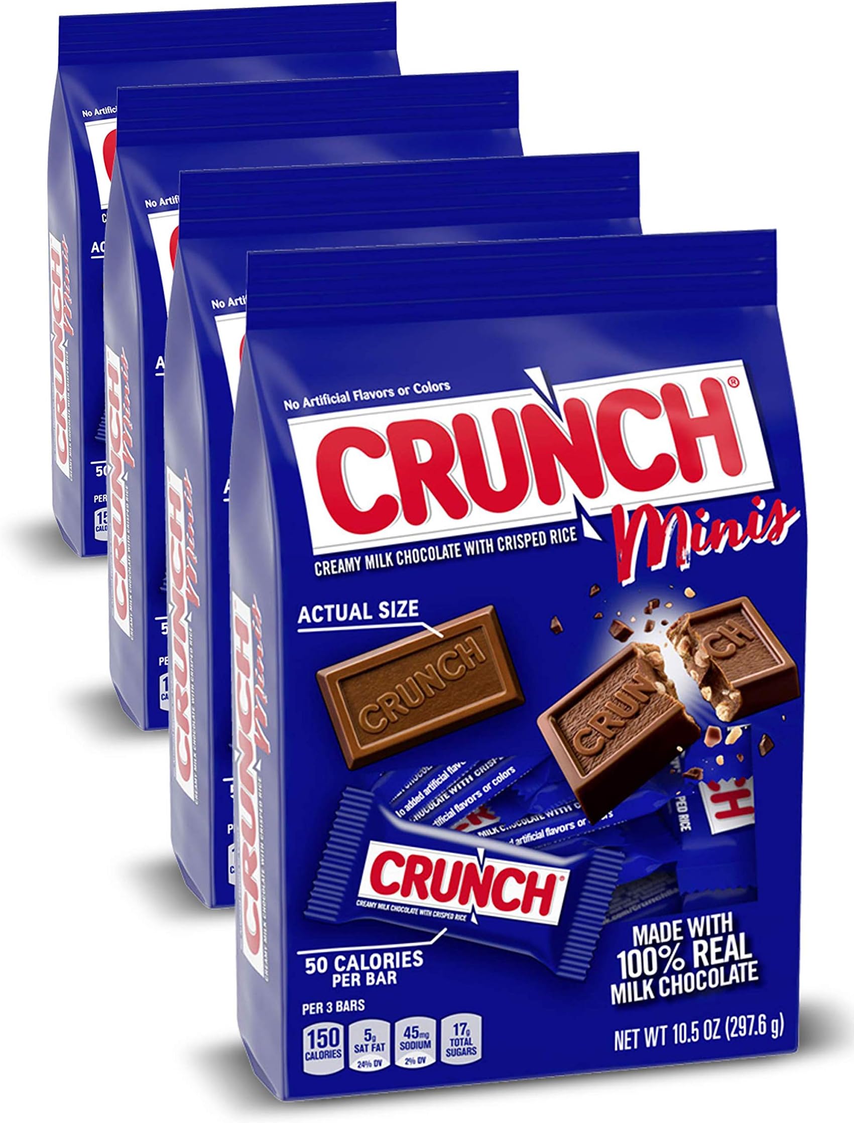 Amazon.com : Crunch 100% Real Milk Chocolate Mini Candy Bars, Bulk ...