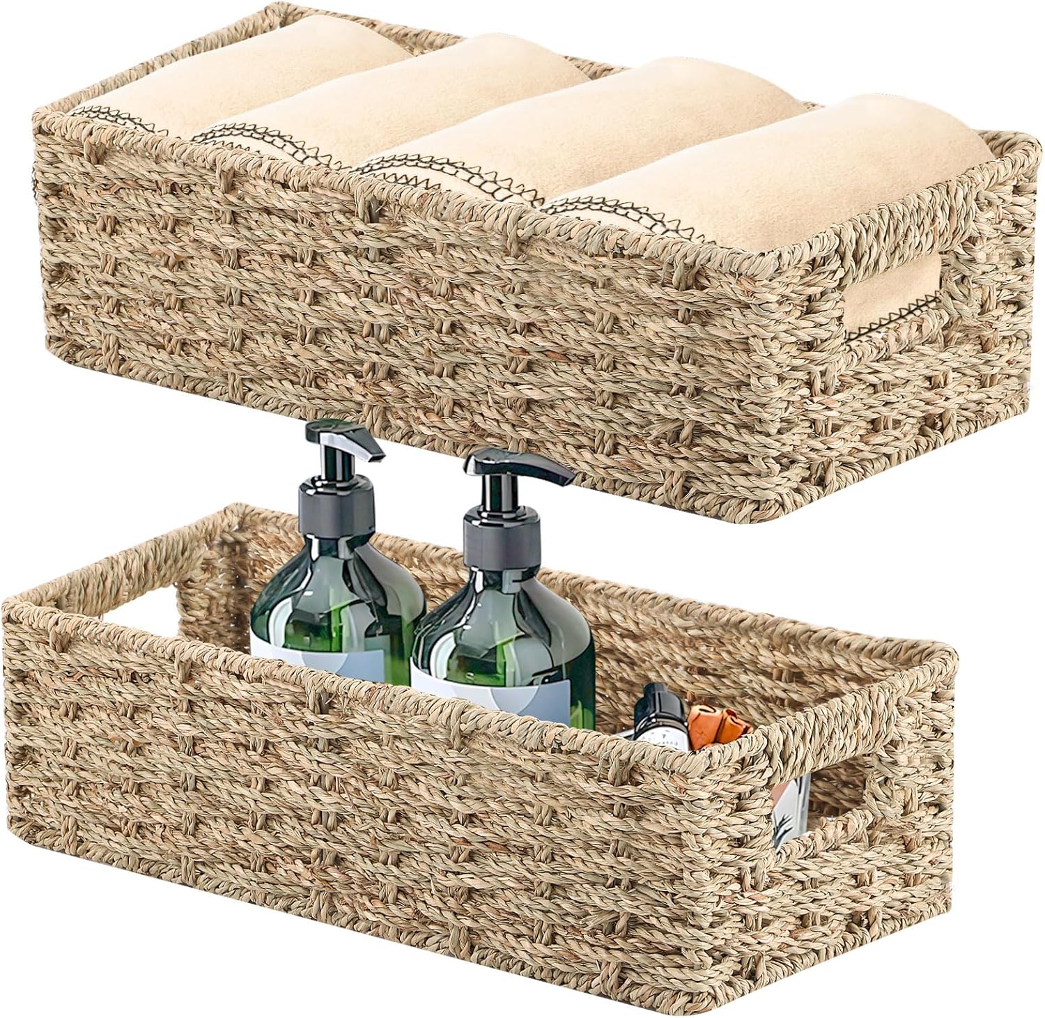 Amazon.com: YheenLf Wicker Storage Basket with Handle for Organizing ...