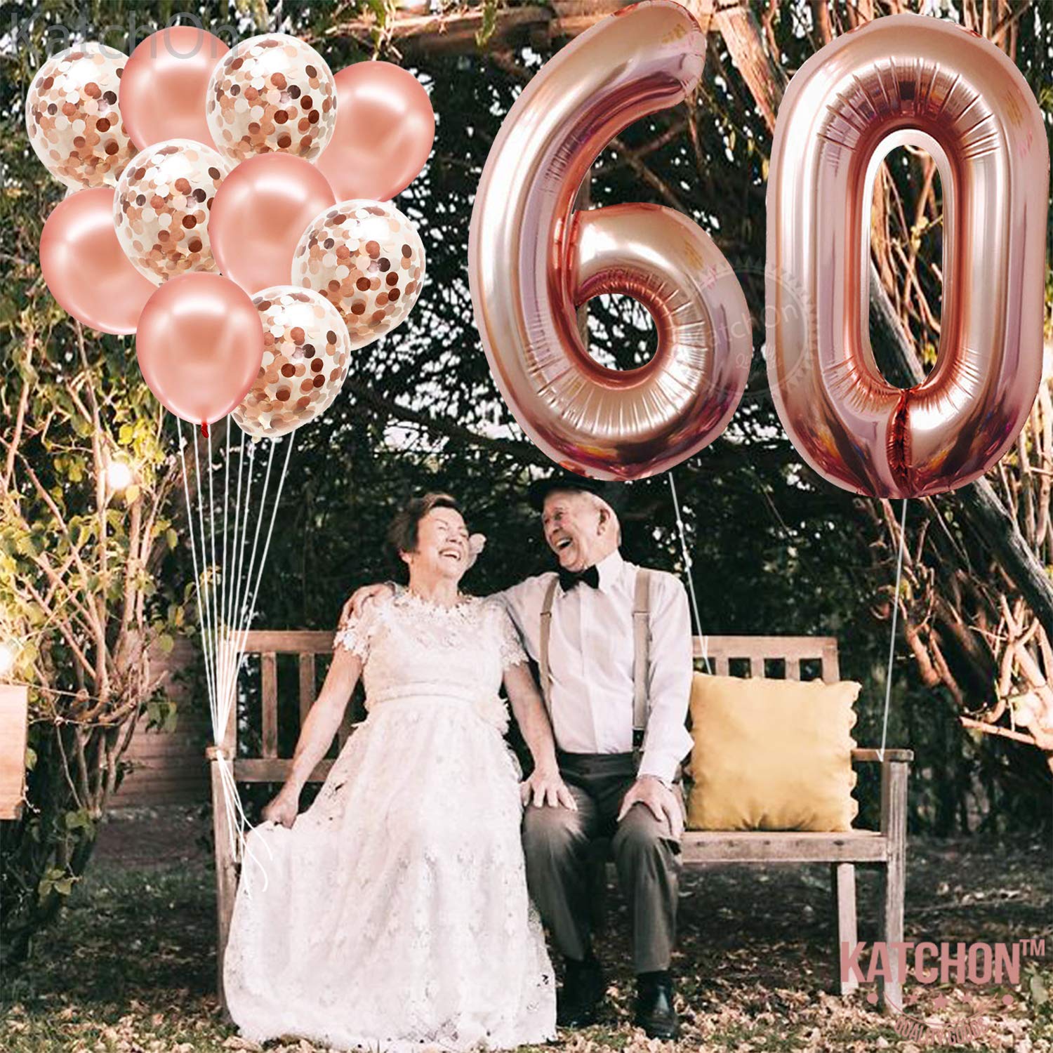 Big, Rose Gold 60 Balloon Numbers - Large, 40 Inch | 60 Birthday ...