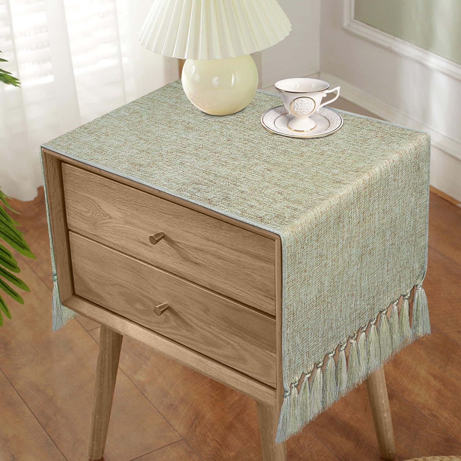 Amazon.com: yuboo Sage Green Linen Table Runner 36 Inch – Short Spring ...