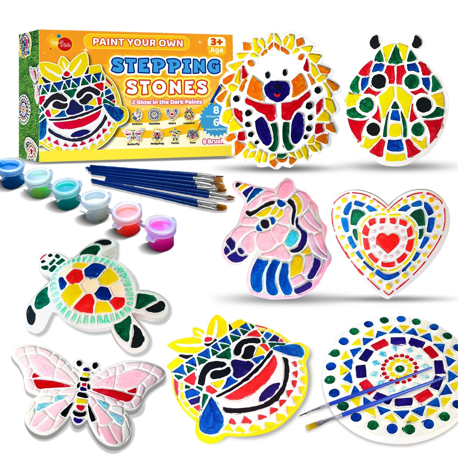 Amazon.com: EggSun 8Pcs Stepping Stones Painting Craft Kit for Kids ...