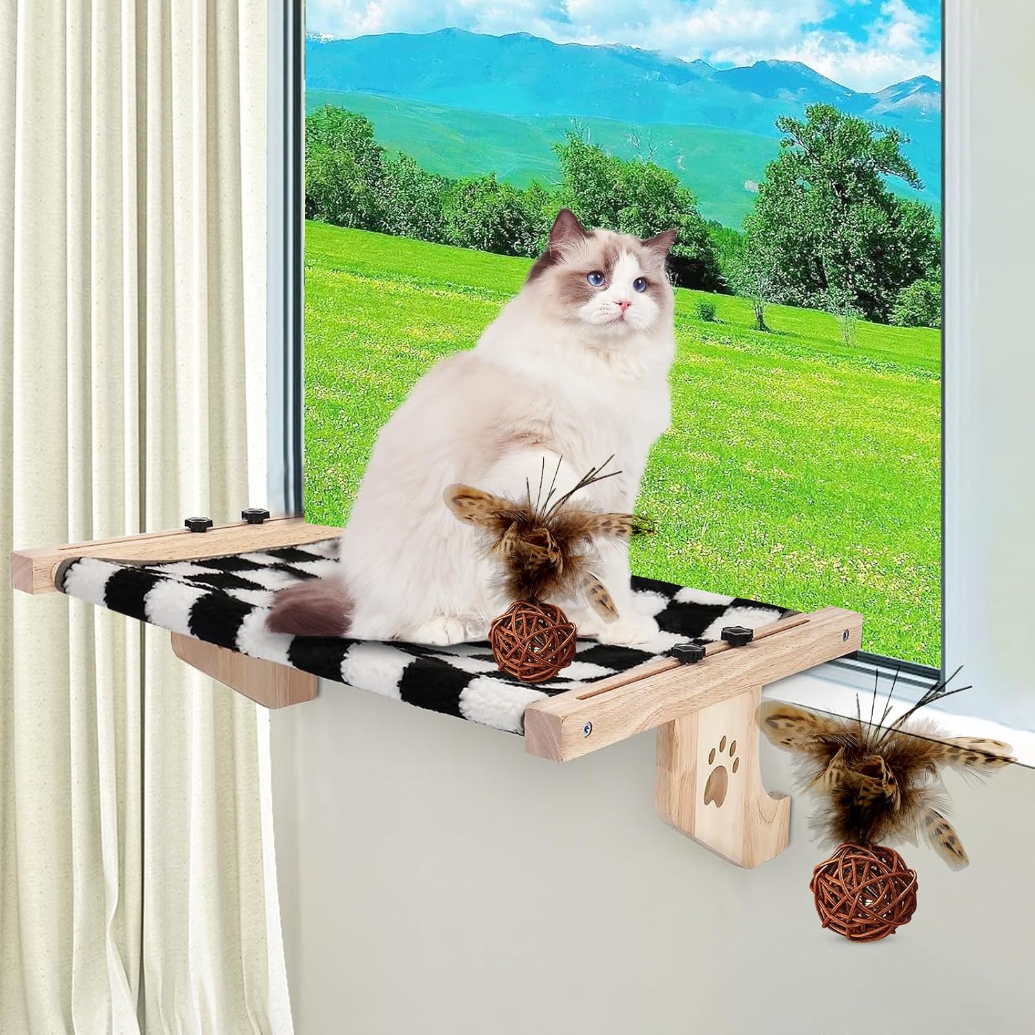 Amazon.com : Cat Window Perch Hammock Bed with Wood & Metal Frame with ...