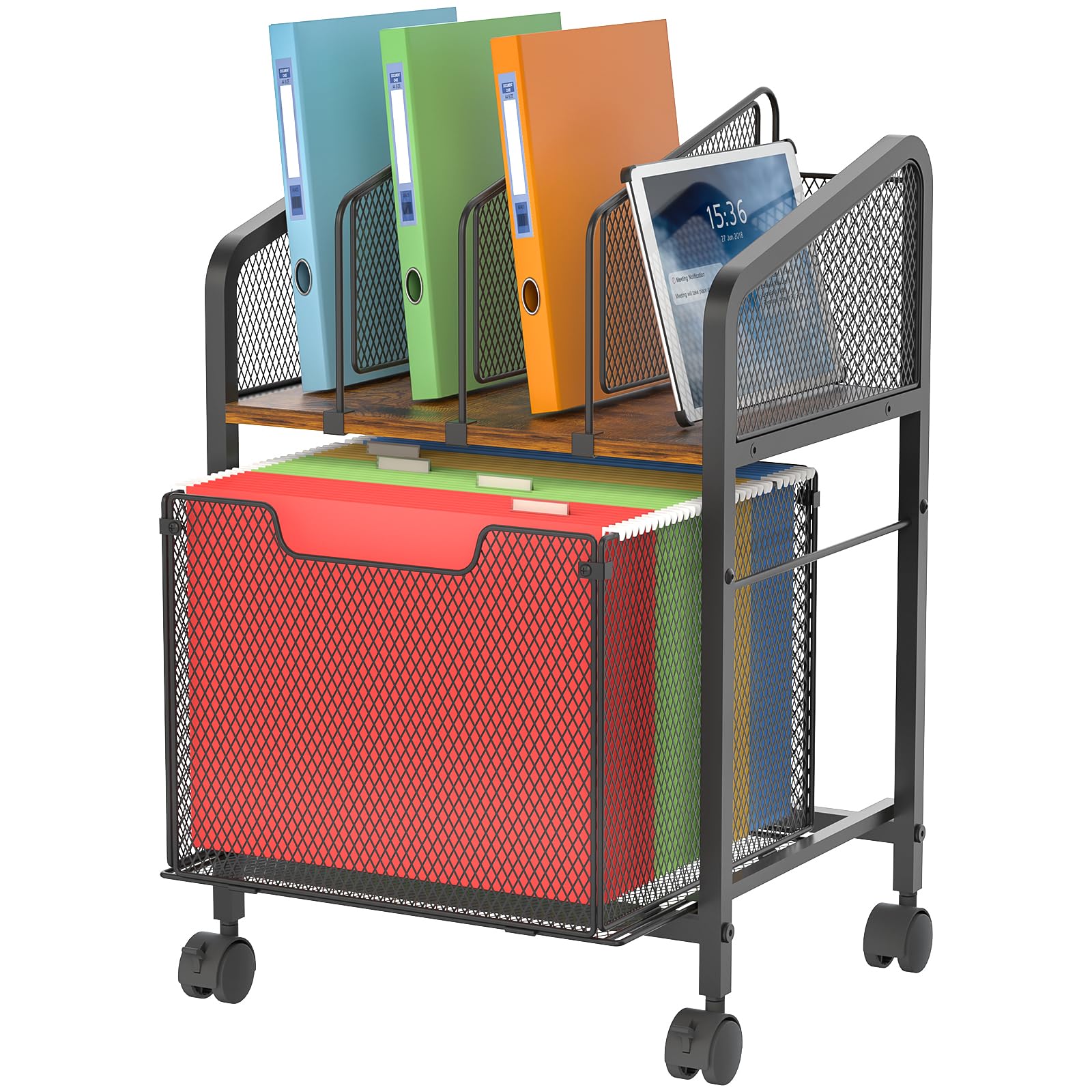 Amazon.com: Tiaoheka Rolling File Cabinet with Adjustable Dividers ...
