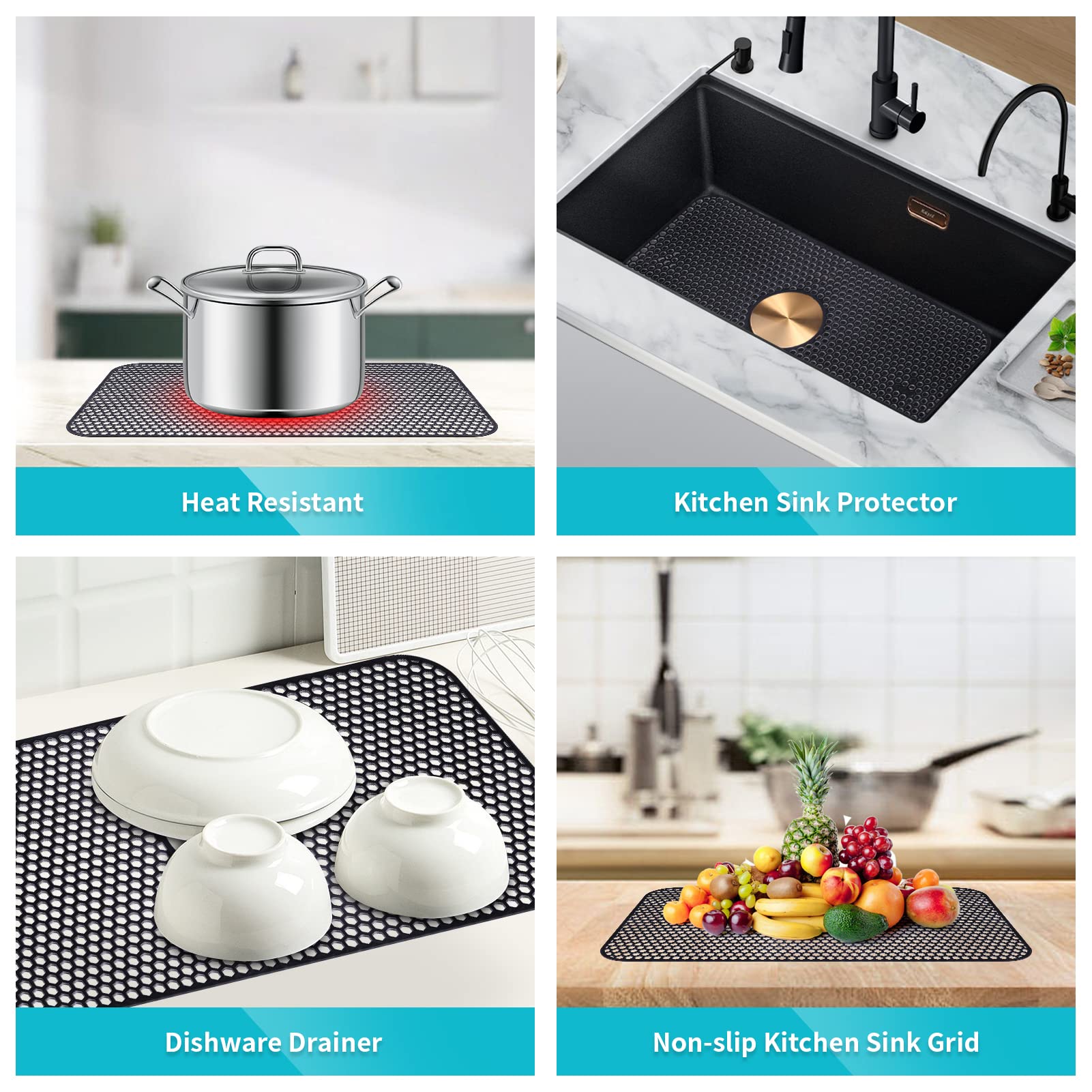 Snapklik.com : LONGFITE Sink Protector Mat 24.8"x 13" Silicone ...