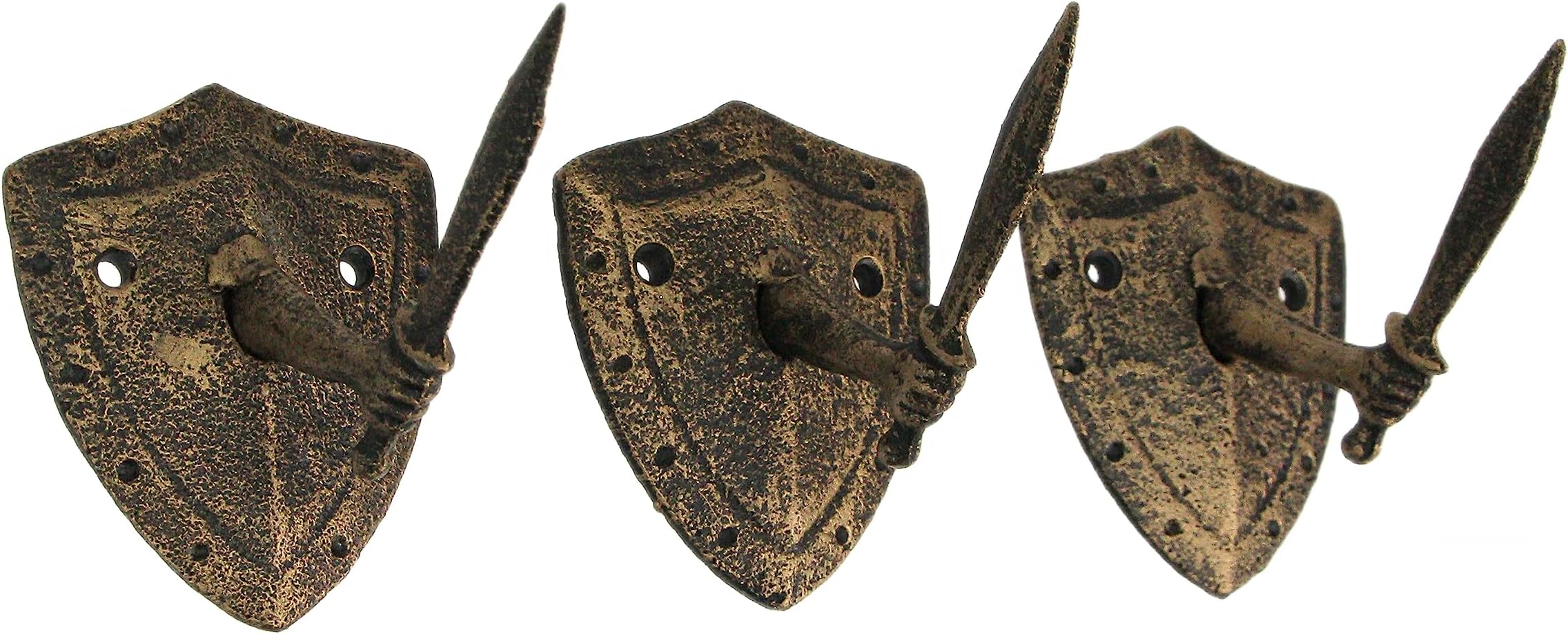 Amazon.com: Zeckos Cast Iron Fun Wall Hooks - Set of 3, Bronze Sword ...