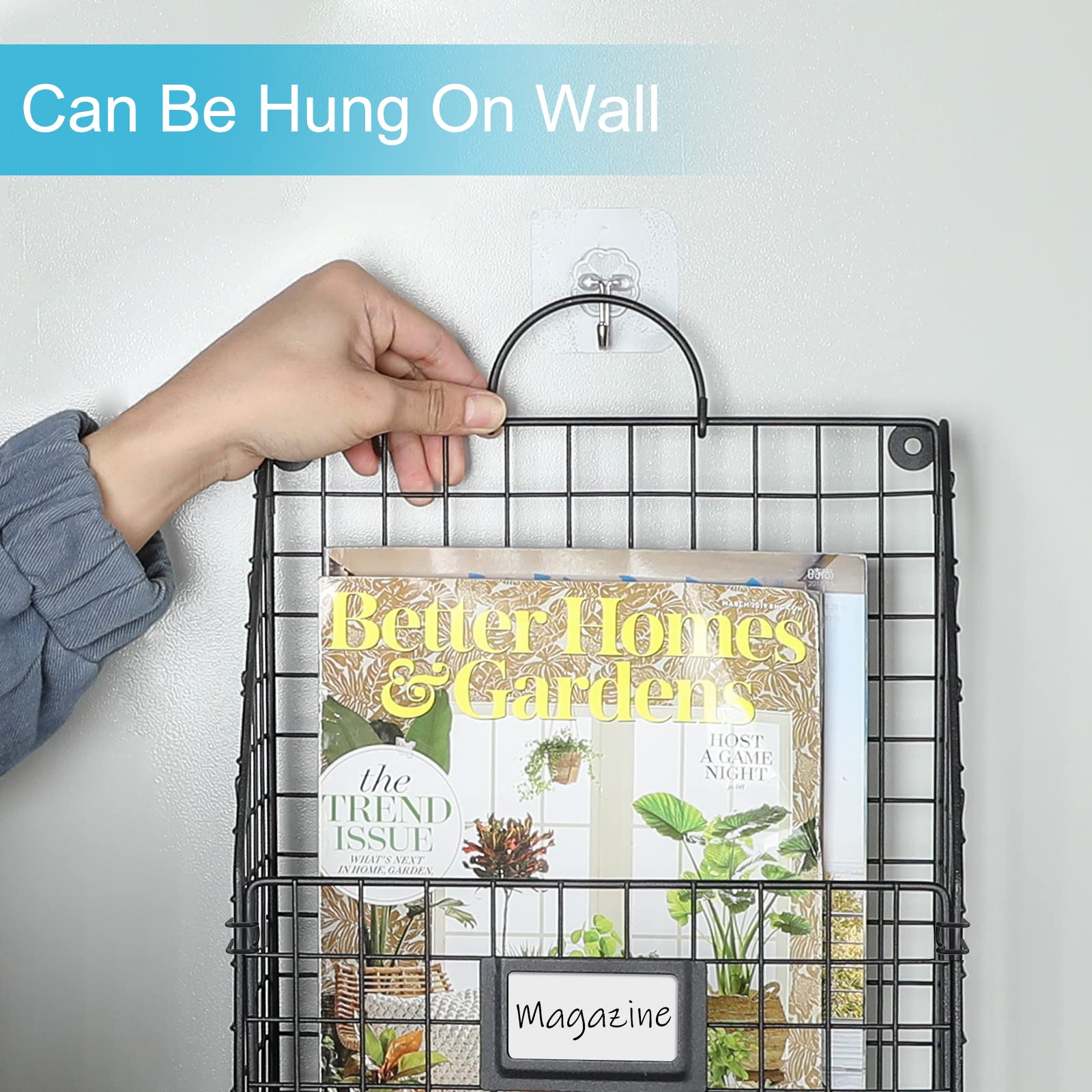 Yuzehuaza Hanging Wall File Organizer Metal Wall Mounted File Holder ...