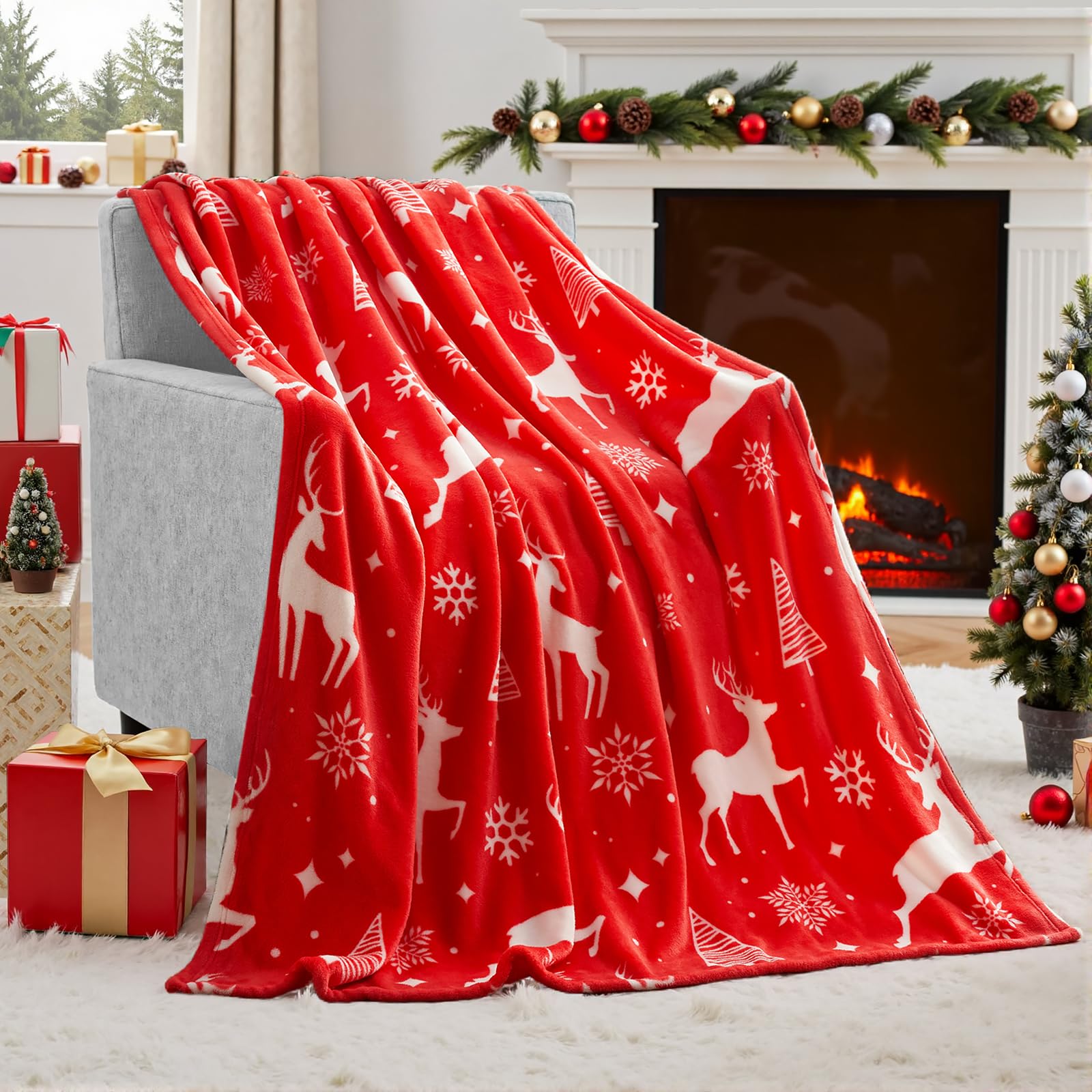 Joiedomi Christmas Throw Blanket - Soft Flannel Christmas Blanket ...