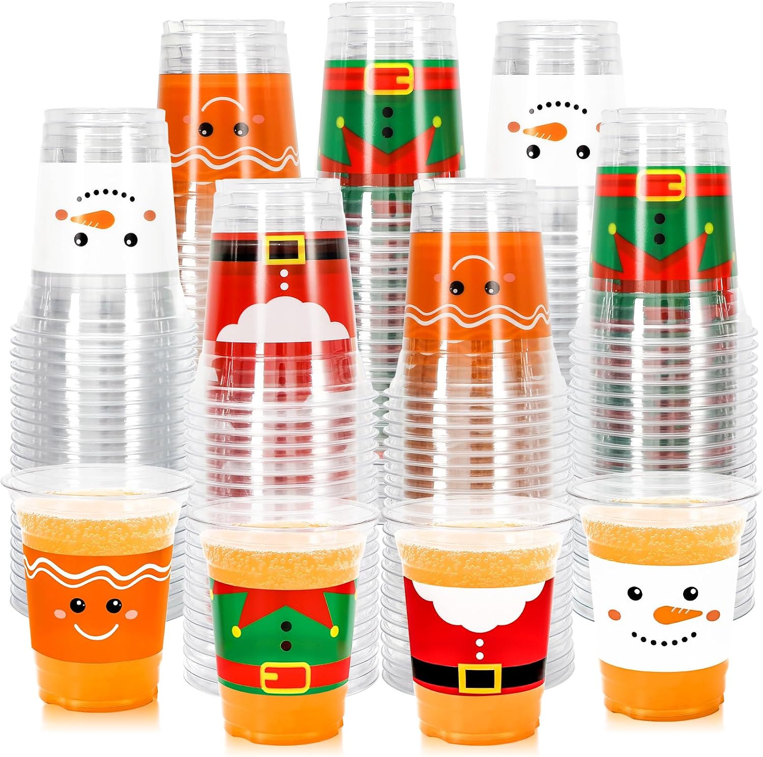 Amazon.com: JarThenaAMCS 100Pcs Christmas Disposable Plastic Cups Santa ...