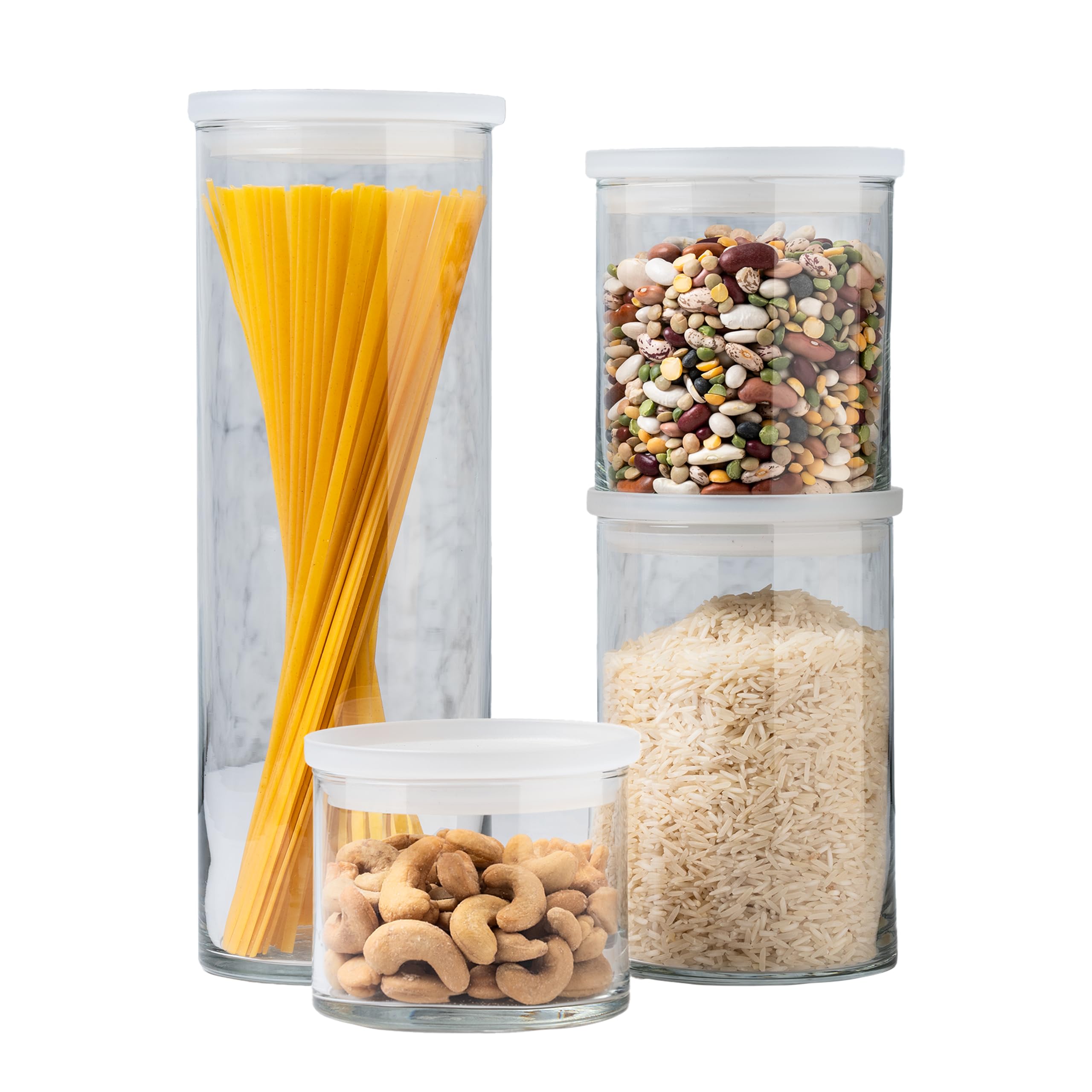 Amazon.com: Libbey Stacking Cylinder Glass Jar Set of 4, Assorted Size ...