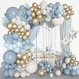 Amazon.com: Ouddy Life Dusty Blue Balloons Arch Kit, Different Sizes 18 12 10 5Inch Fog Blue ...