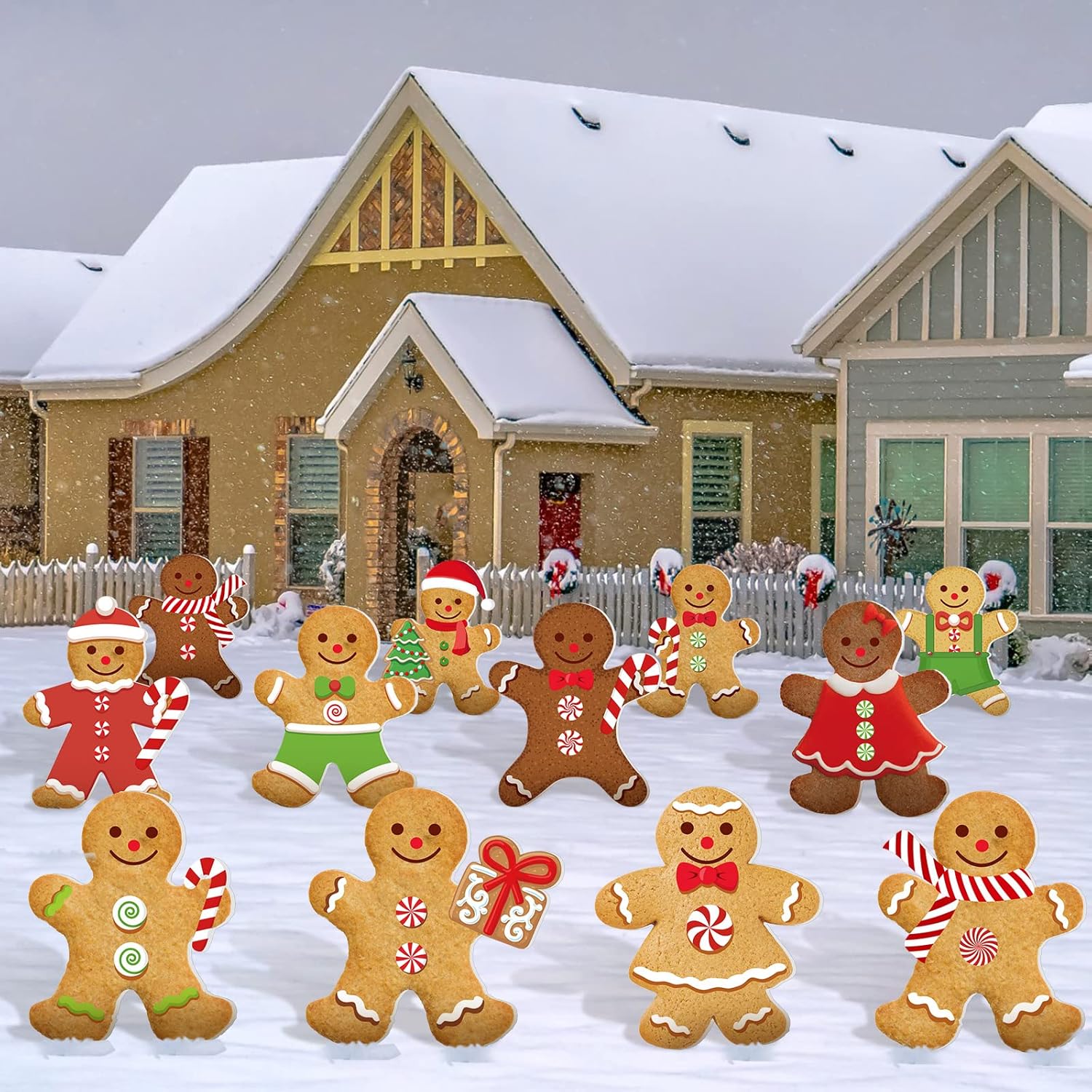 Amazon.com : BBTO 12 Pcs Christmas Gingerbread Yard Signs with Stakes ...