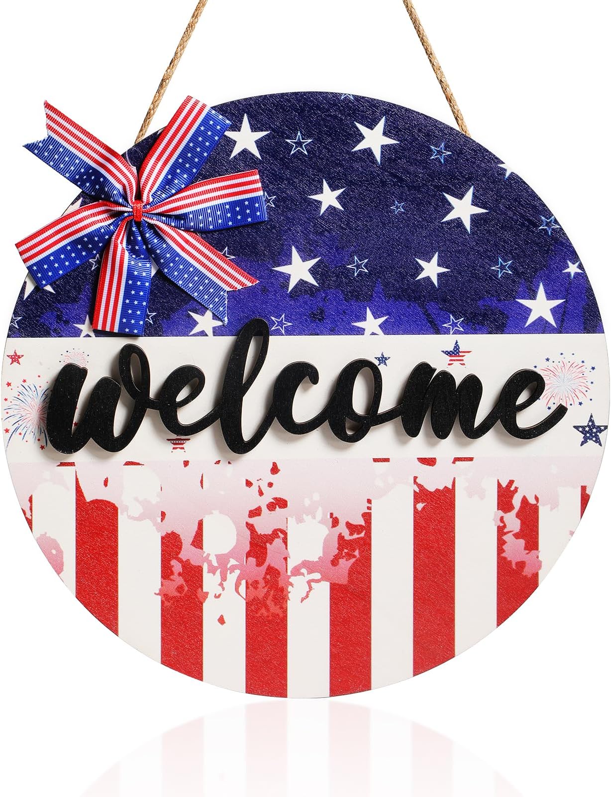Amazon.com : Wenqik 4th of July Welcome Door Sign Patriotic Eagle Dog ...