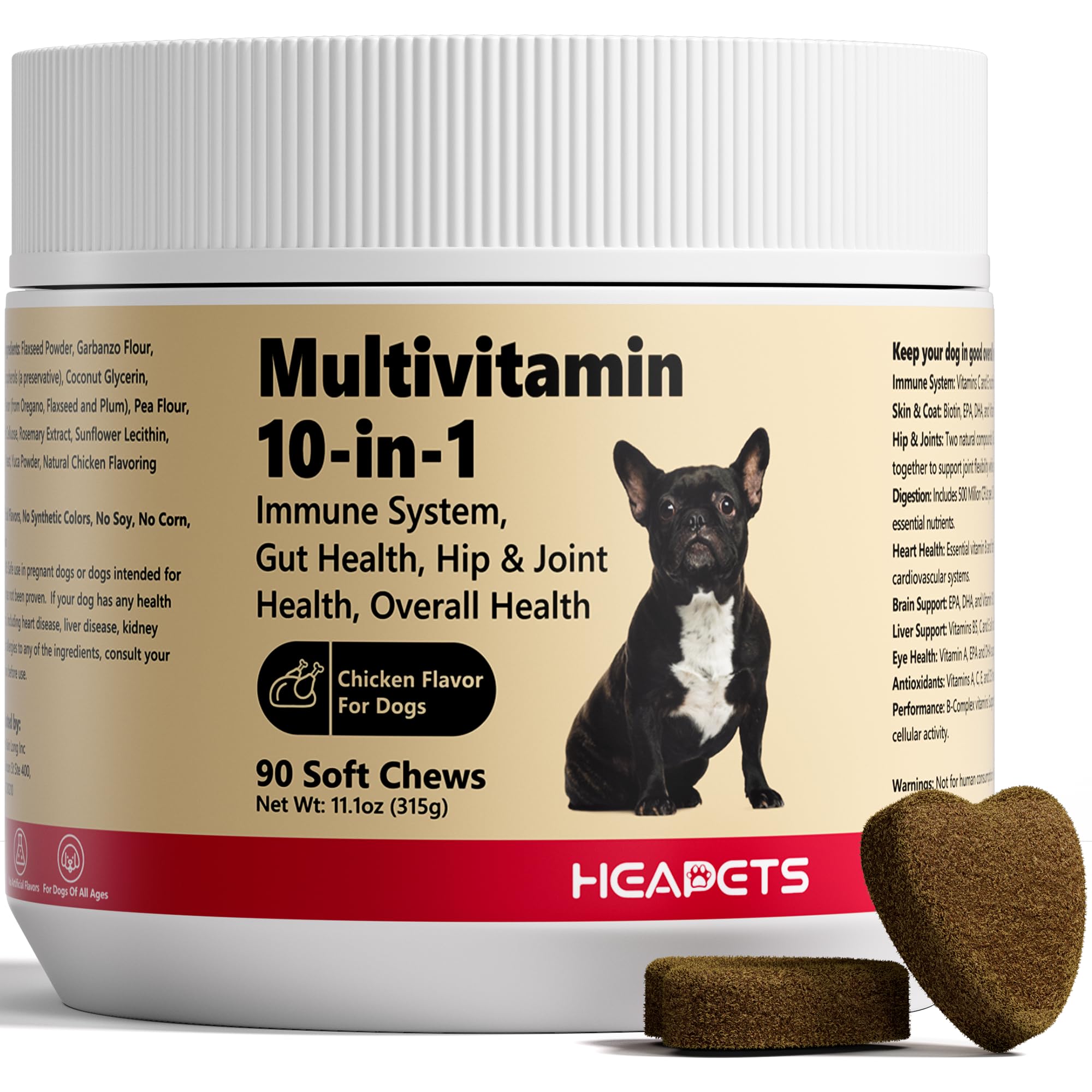 Amazon.com : Dog Multivitamin Chewable, Glucosamine Chondroitin for Joint Support, 10 in 1 Dog ...