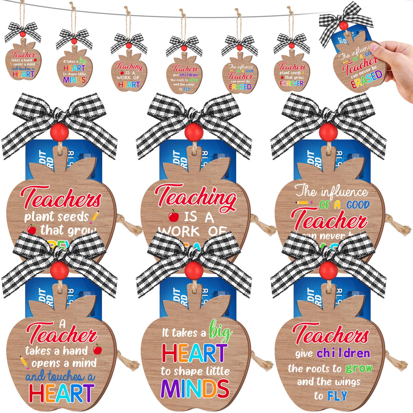 Amazon.com: Kigley 6 Pcs Wooden Teacher Appreciation Gift Card Holder ...