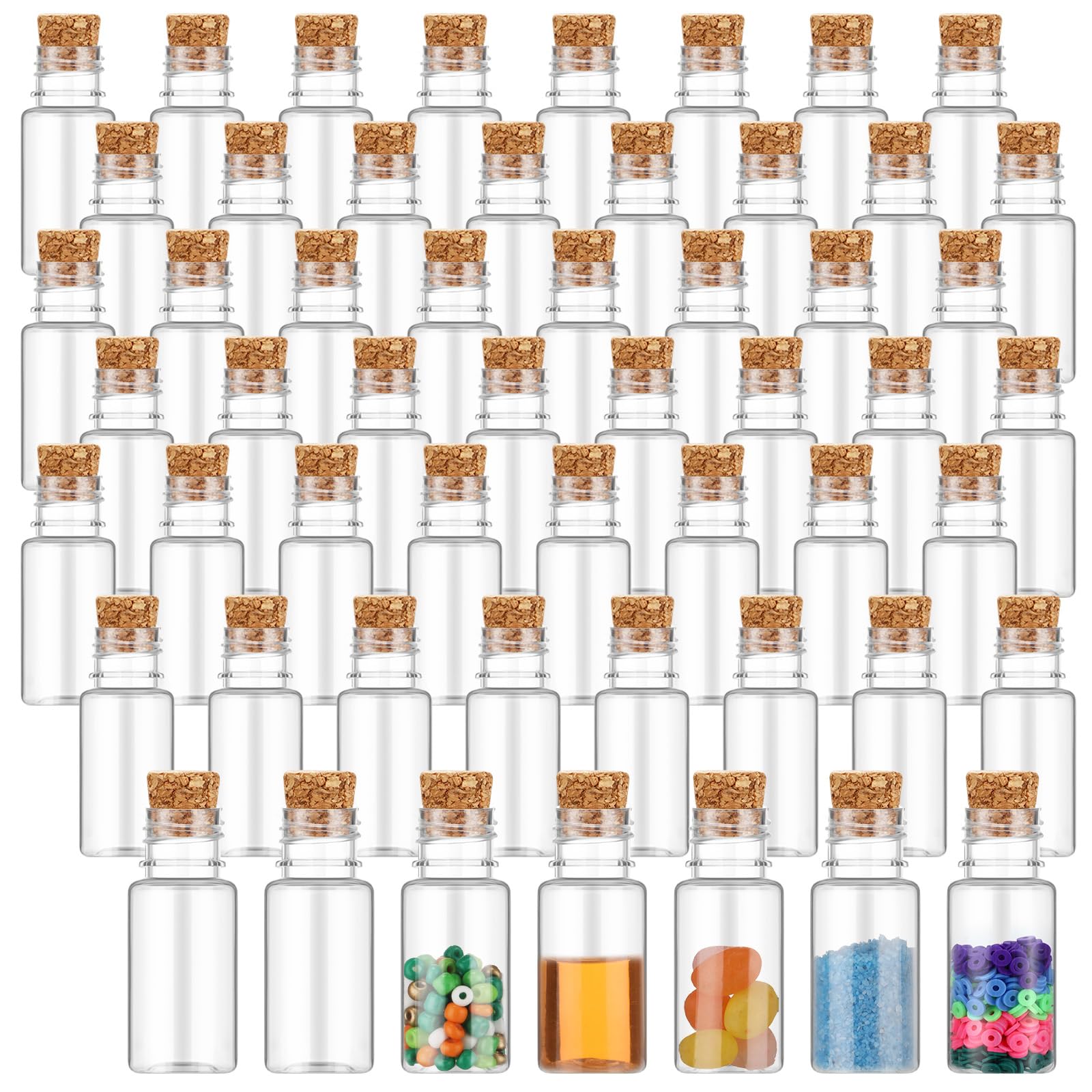 Amazon.com: Bokon 100 Packs 10ml Mini Plastic Bottles with Corks ...