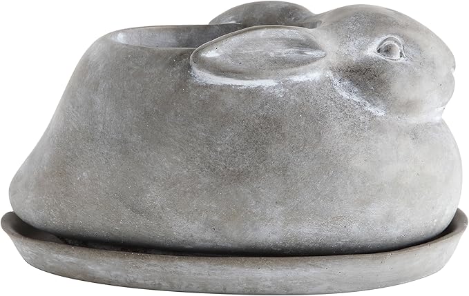 Amazon.com: Creative Co-Op Cement Rabbit Planter with Saucer (Set of 2 ...