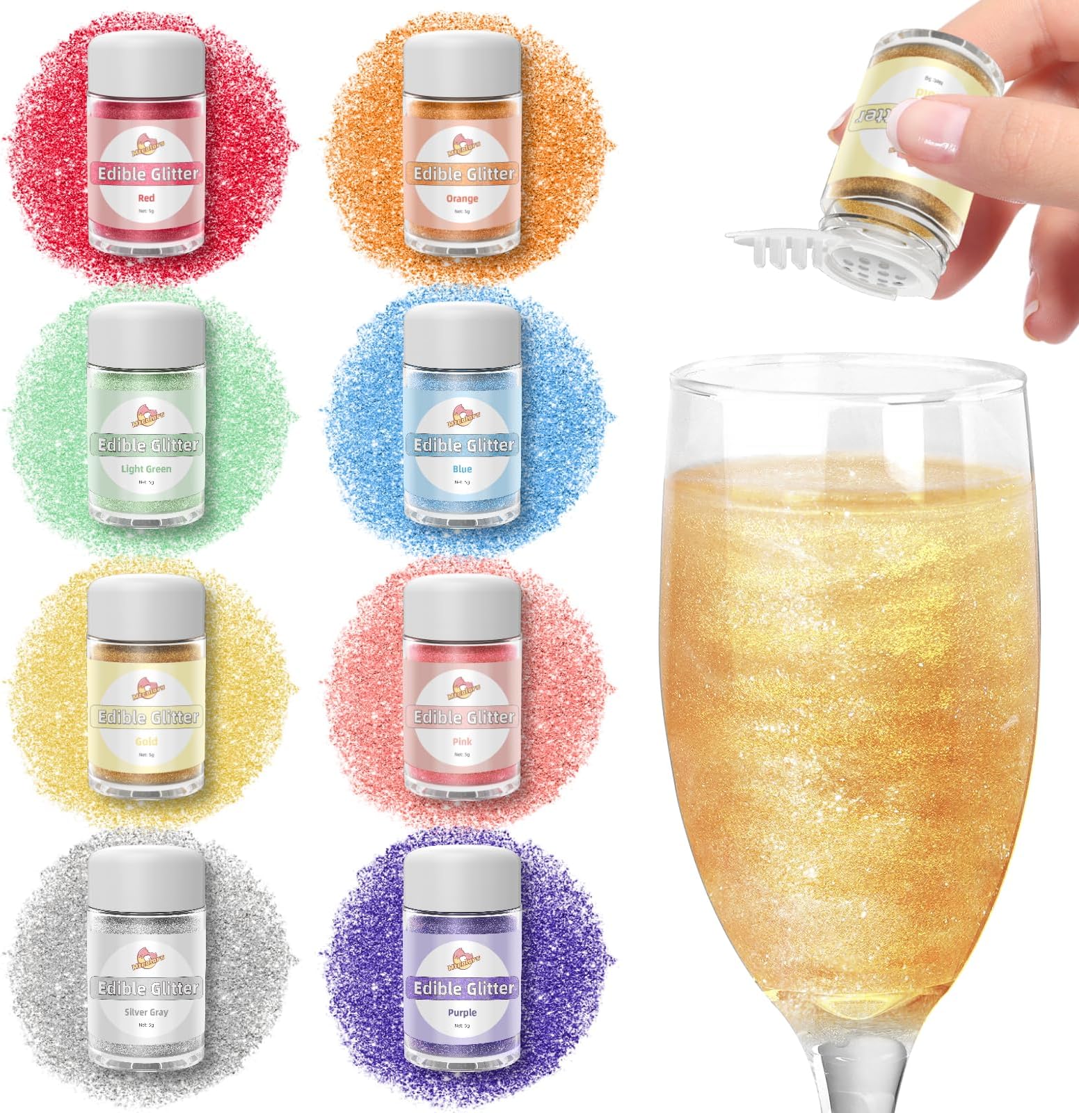 Amazon.com : 16 Color Luster Dust Edible Glitter Set for Drinks, Cakes ...