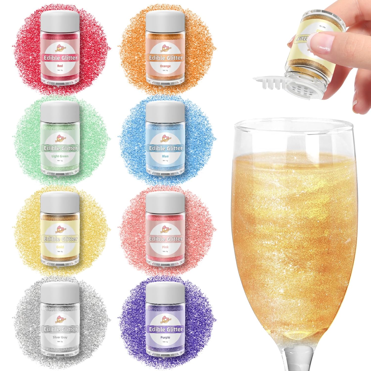 Amazon.com : Edible Glitter for Cocktails, Luster Dust Edible Powders ...