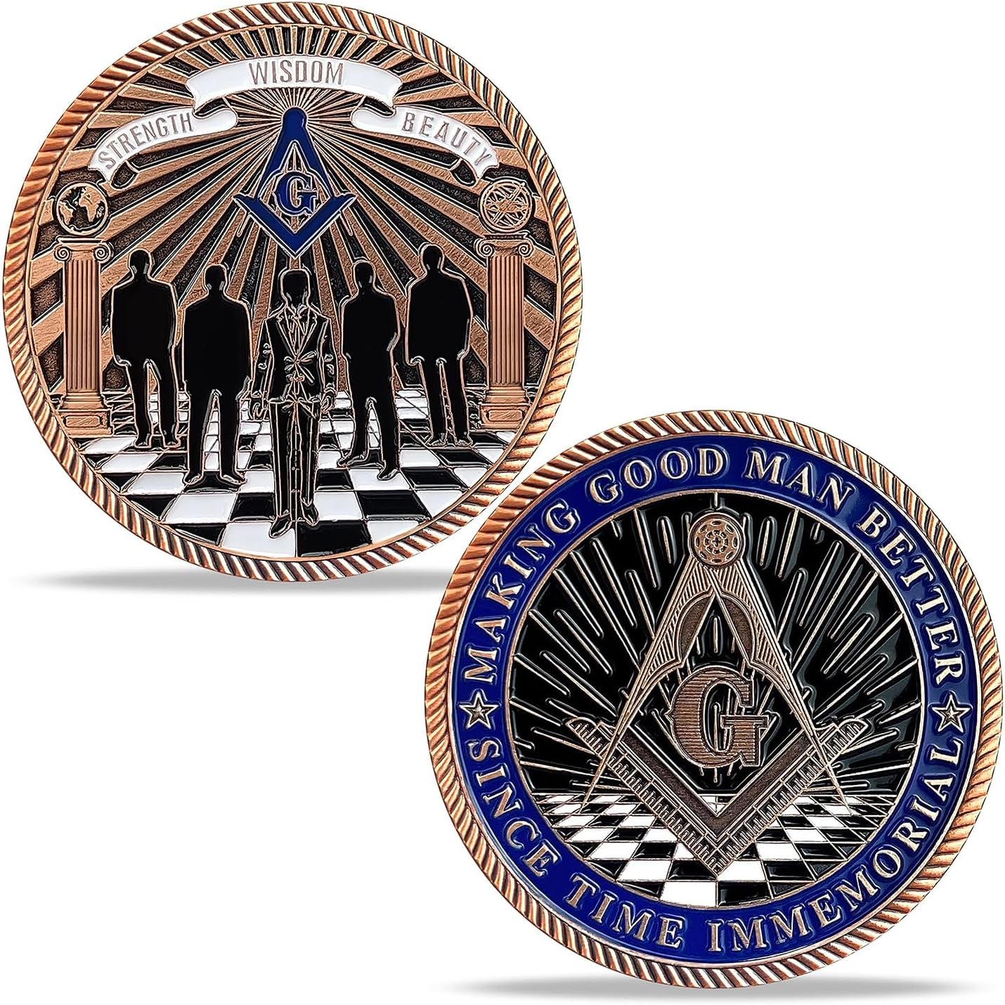 Amazon.com: Masonic Challenge Coin Freemason Coin Blue Lodge ...