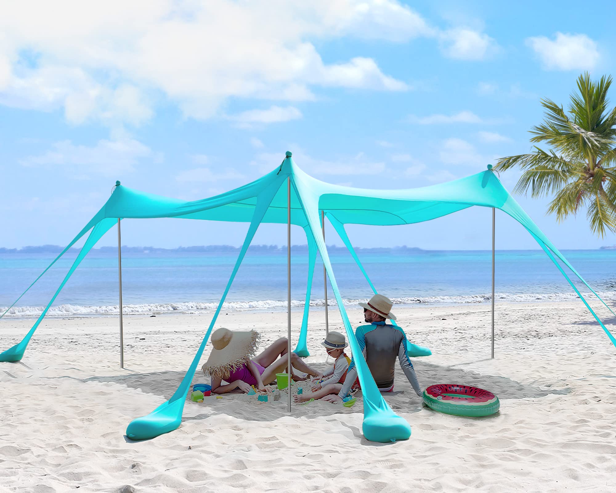 Buy SENOY Large Beach Canopy, 10x10 FT Windproof Beach Tent with 8 Sand ...