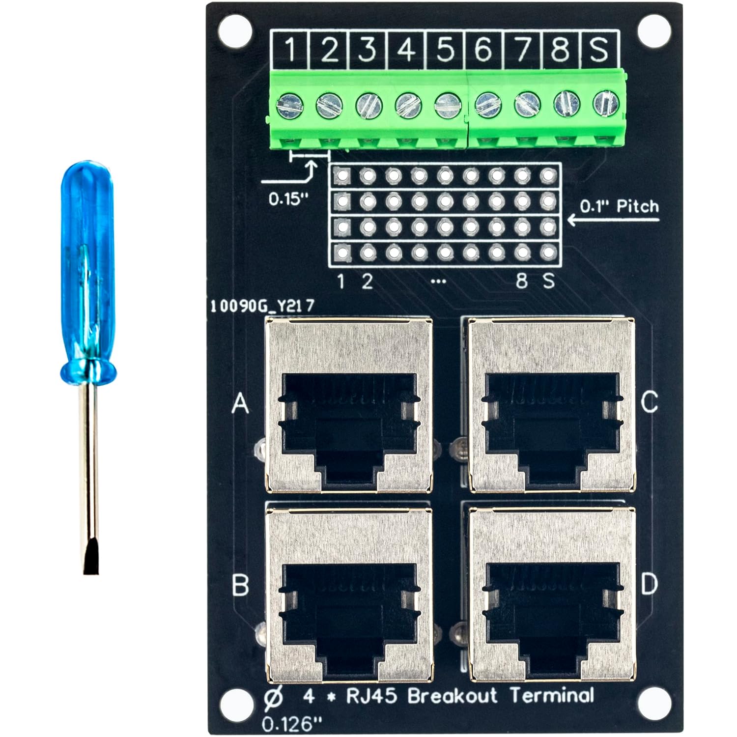 RJ45 Breakout Board 8P8C Jack 4 Way Buss Board with 3.81mm / 0.15 ...