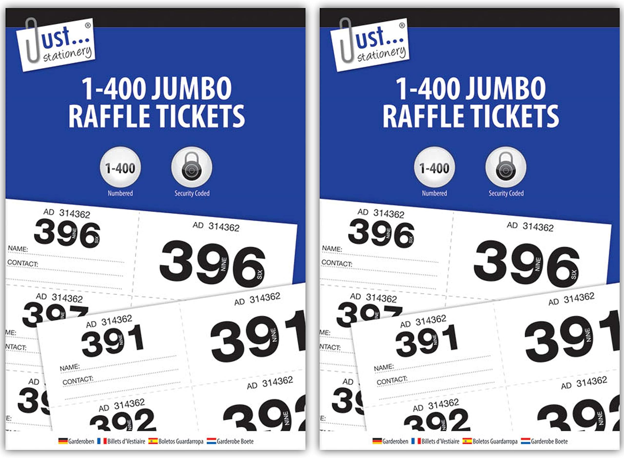 2X Jumbo 1-400 Raffle Ticket Books - Security Coded Tombola/Fundraiser ...