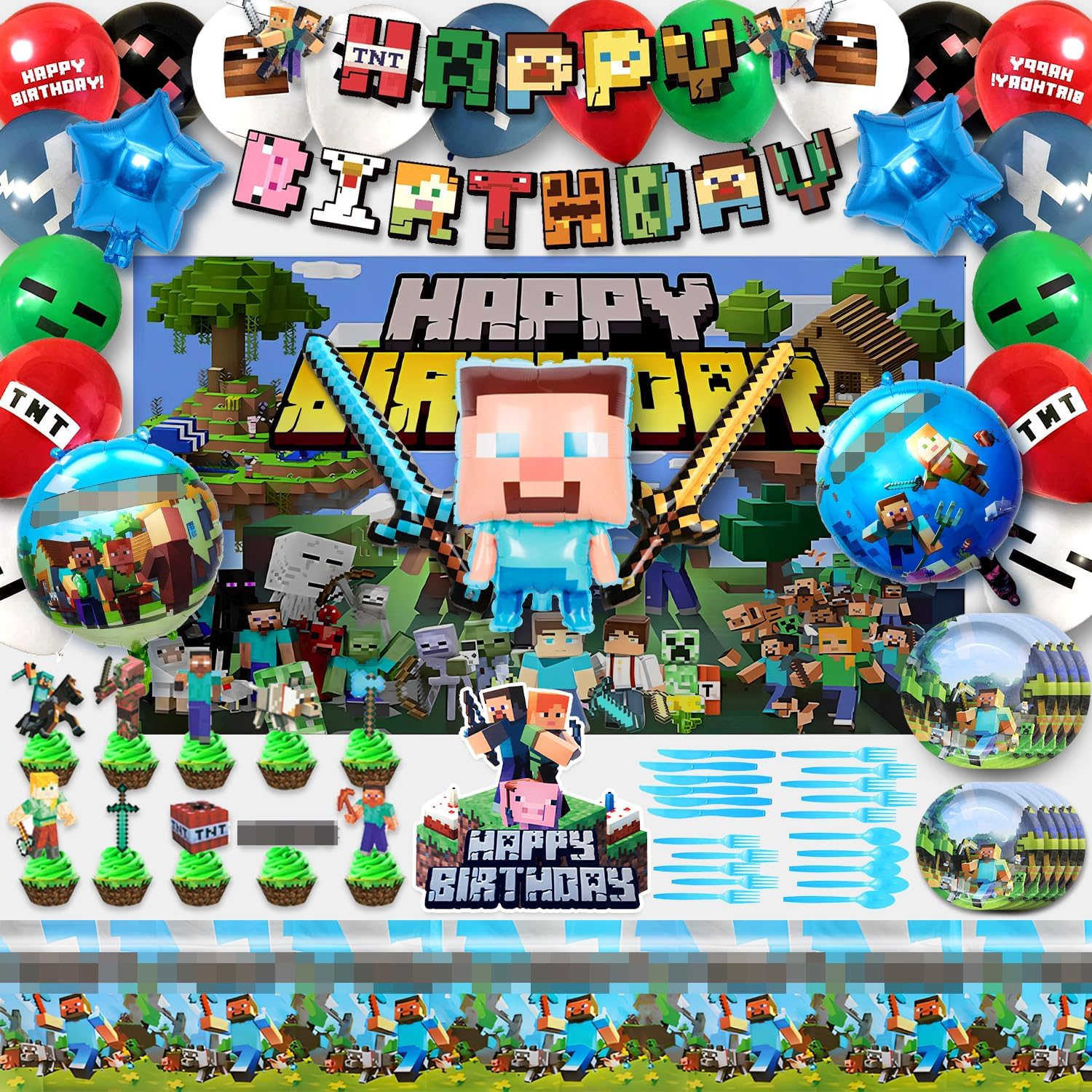 Amazon.com: Video Game BIrthday Decorations, Pixel Game Party Supplies ...