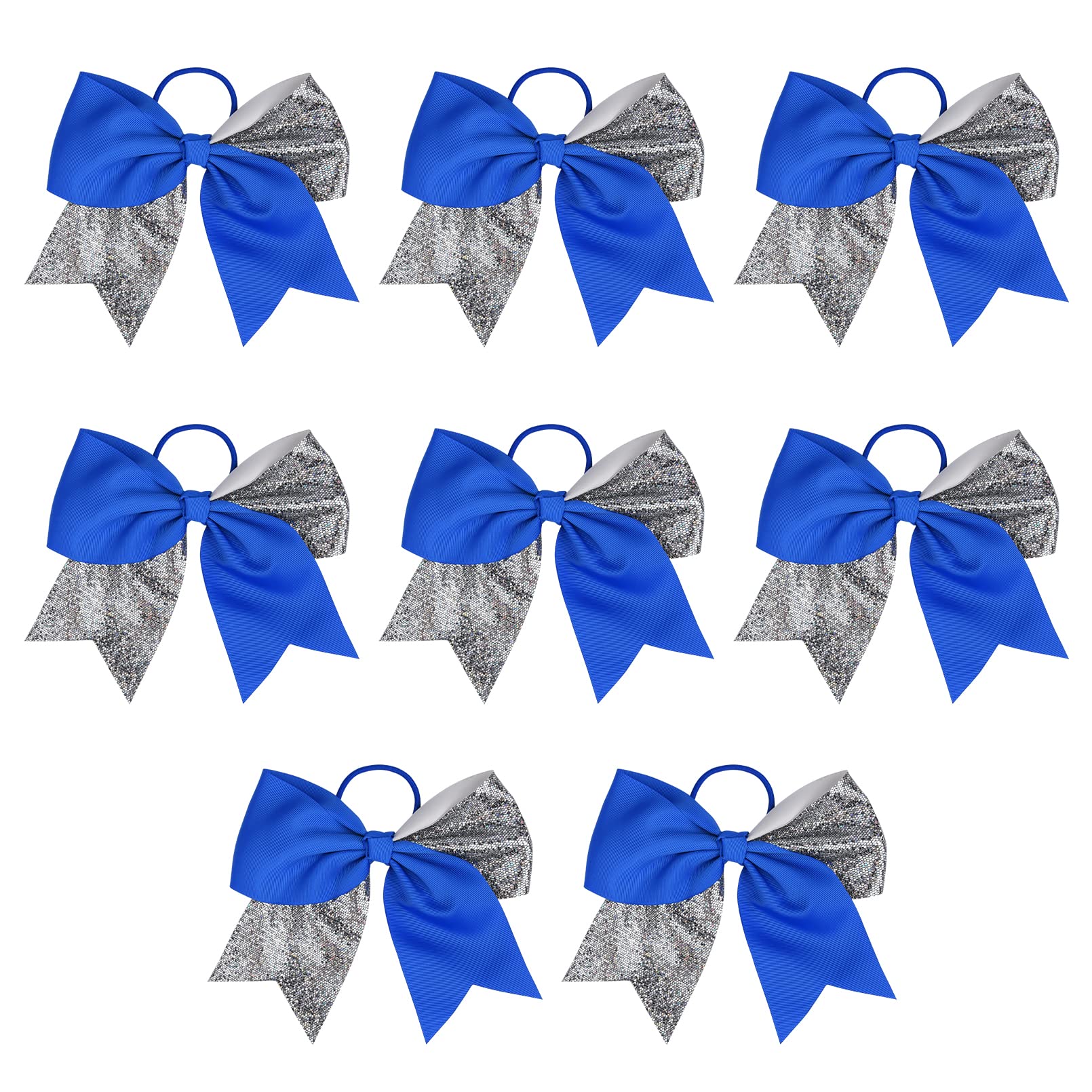 Silver And Blue Cheer Bows