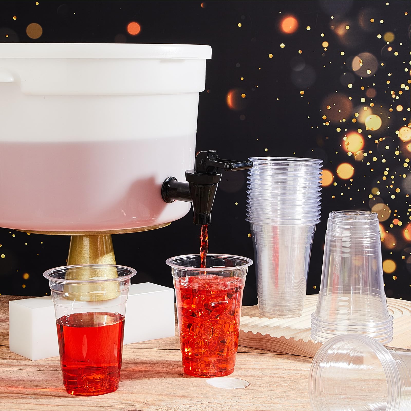 2 Pack Plastic Round Beverage Dispenser 3 Gallon Plastic Drink ...