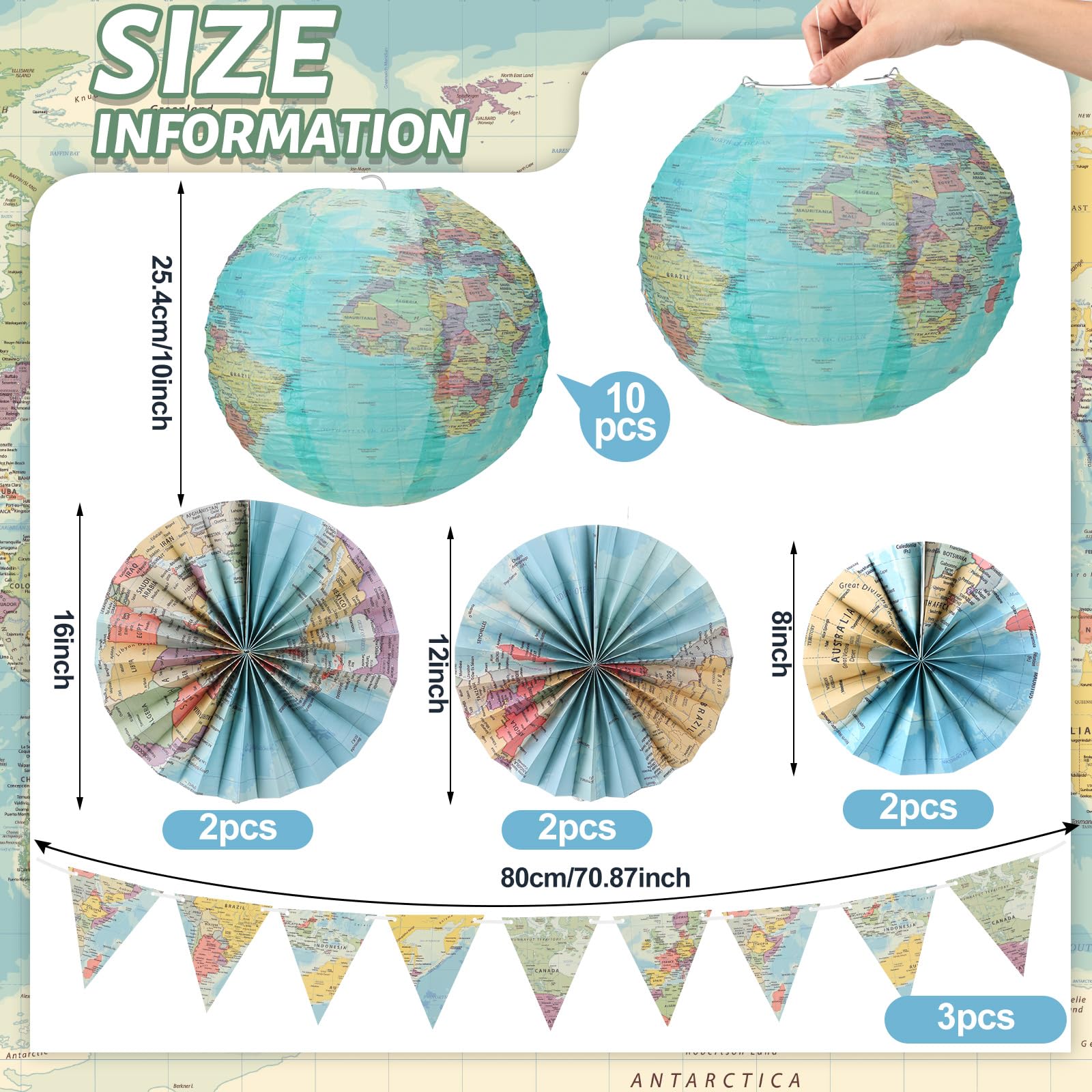 Snapklik.com : 20 Pcs Globe Map Classroom Decorations Travel Party ...