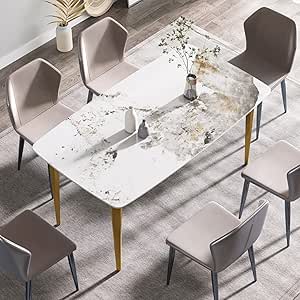 Amazon.com - Nordic Modern Dining Room Table for 4-6 Person 63" Boat ...