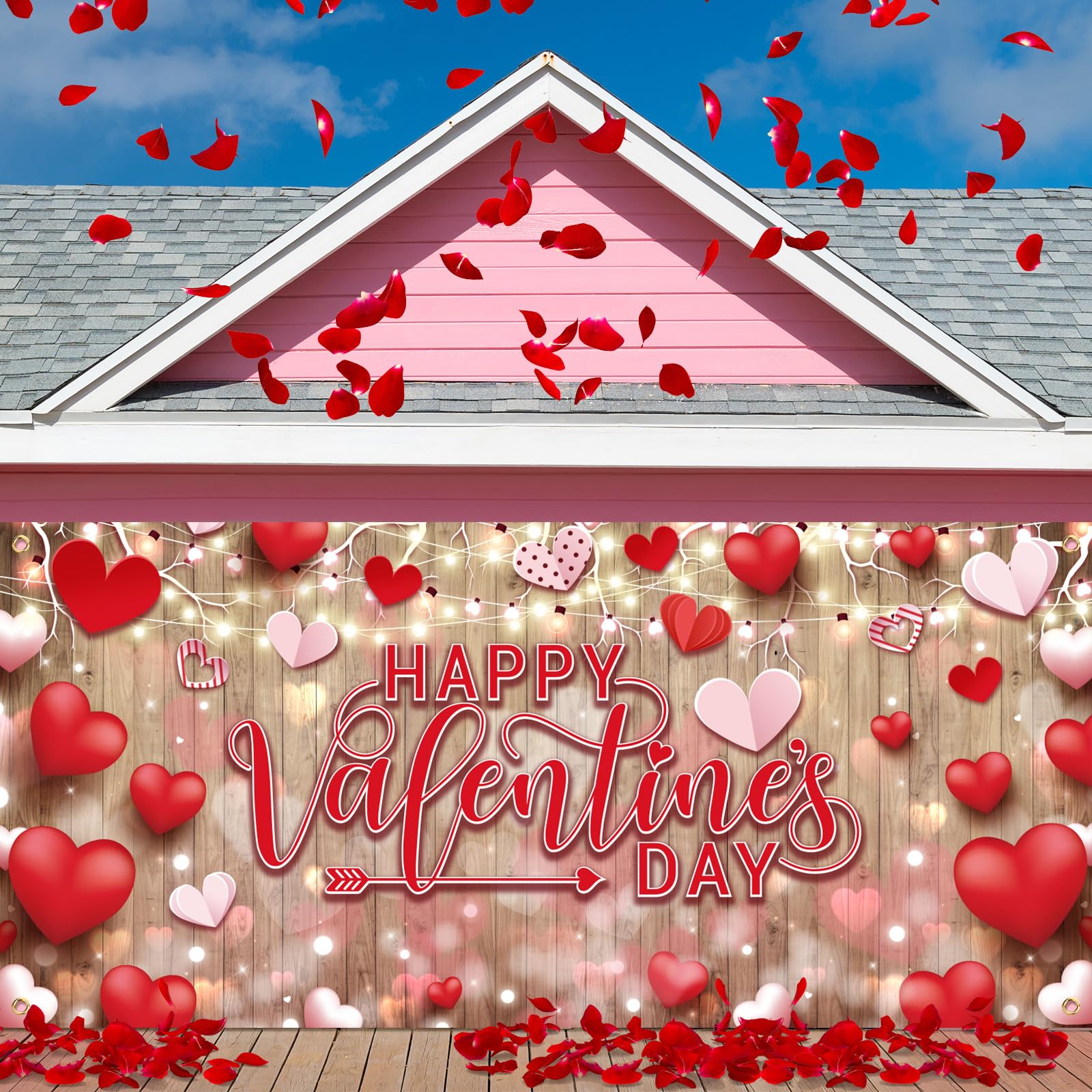 Amazon.com: Happy Valentine's Day Garage Door Banner Cover 6 x 13 ft ...