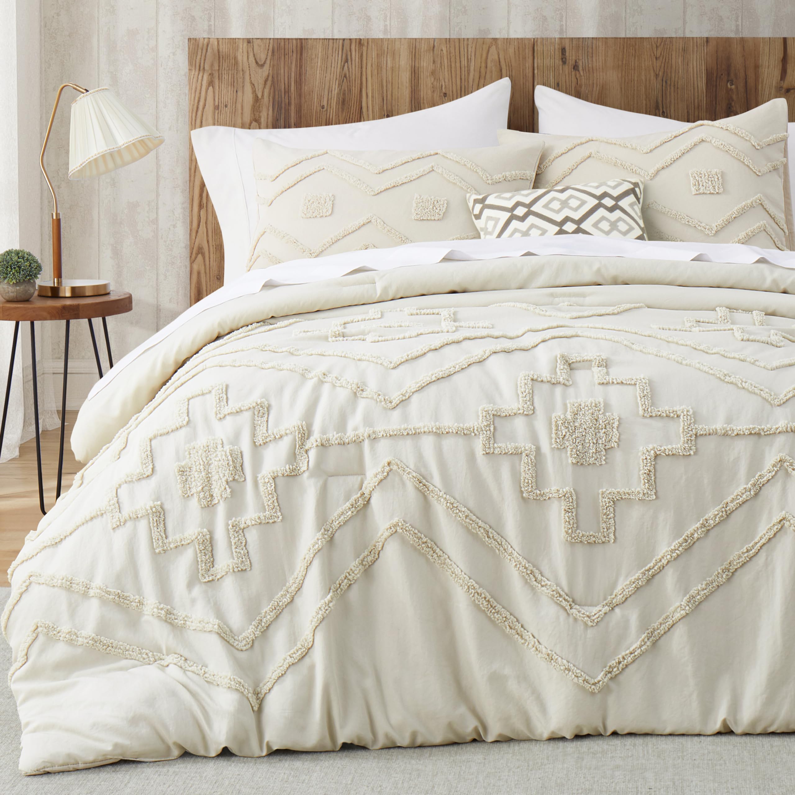 Amazon.com: HIMEET Tufted Boho Comforter Sets - Beige Boho Comforter ...