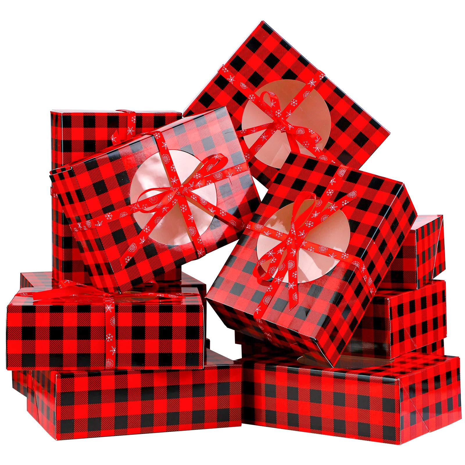 Amazon.com: Aneco 12 Pack Christmas Cookie Boxes with Window Red and ...