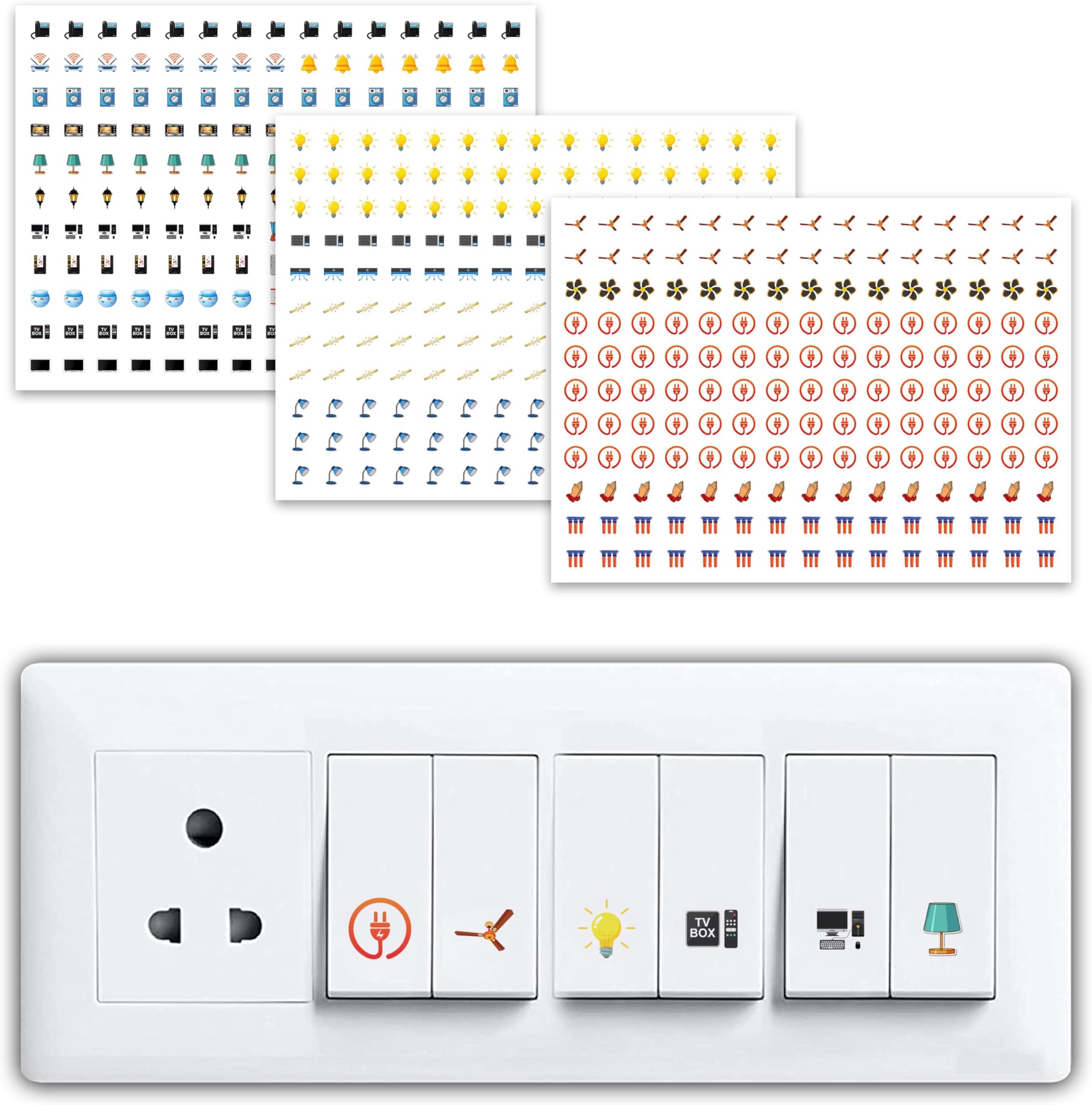 Posterindya Switch marking sticker for FAN, BULB, AC icon a set of 20 ...