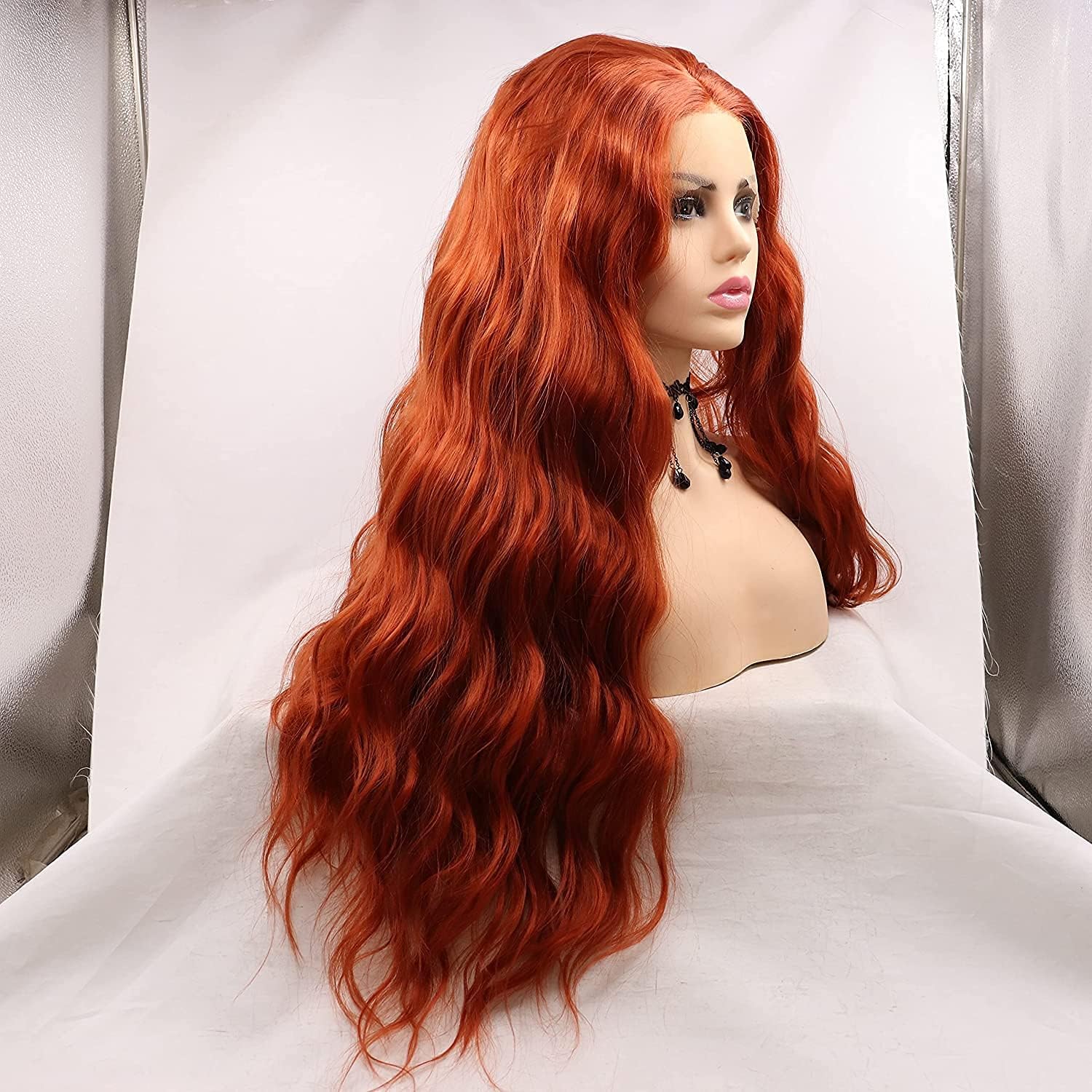 Copper Red Water Wave Lace Front Wigs #360 Natural Heat Resistant ...