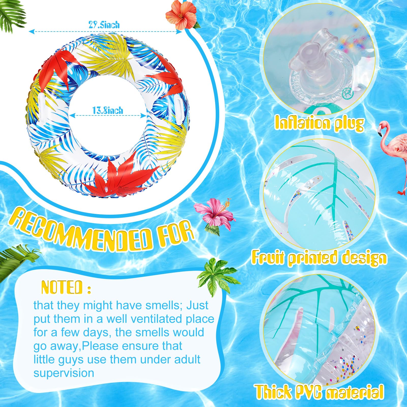Snapklik.com : Libima 4 Pcs Inflatable Pool Floats, Pool Floaties Swim ...
