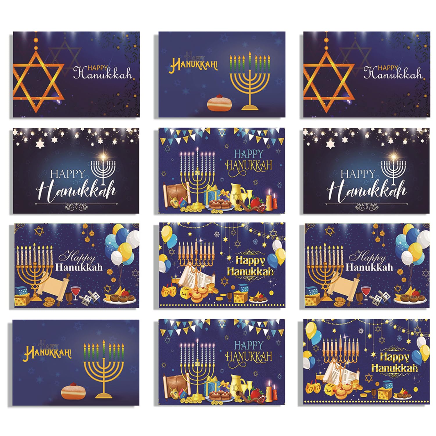 Amazon.com : LOONELO Hanukkah Greeting Cards, 12 Sets Happy Chanukah ...