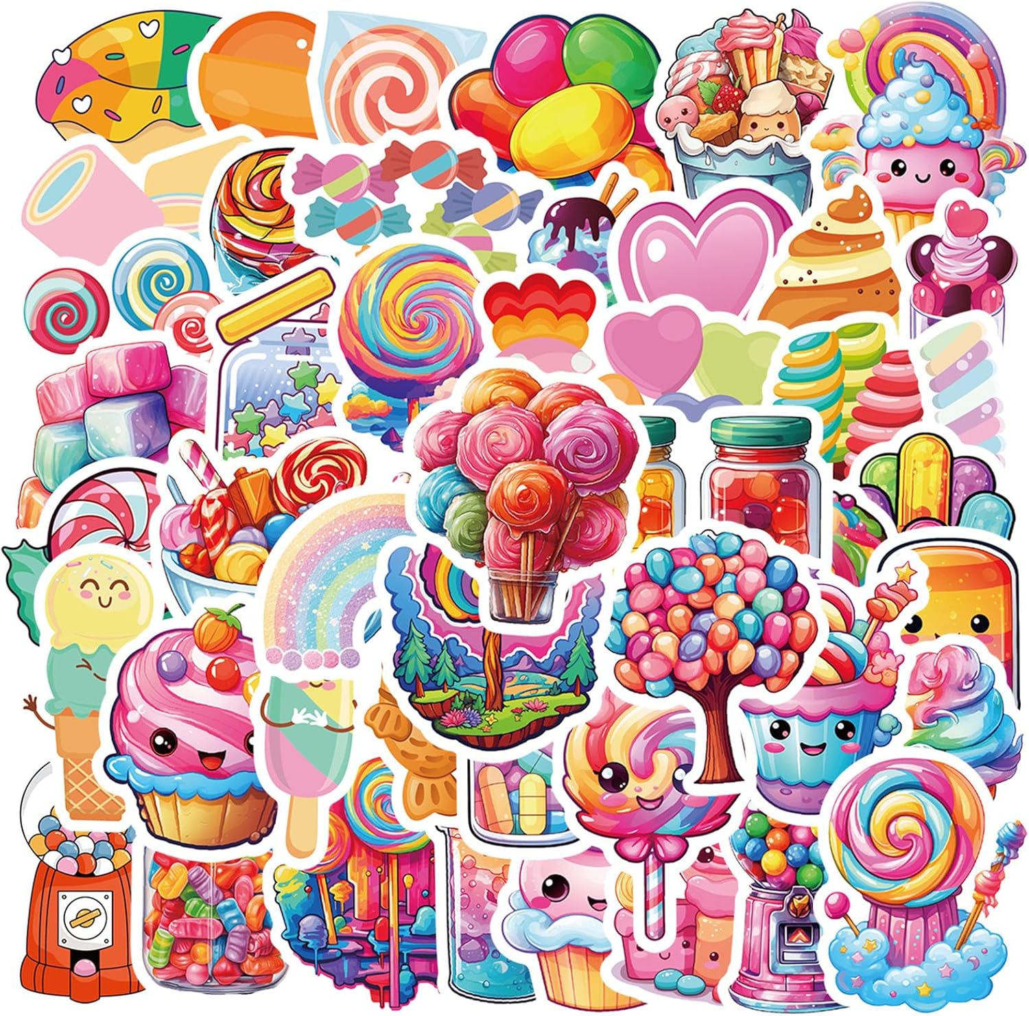 Amazon.com: insidemoon 50 Pieces Cute Cartoon Colorful Dessert Candy ...