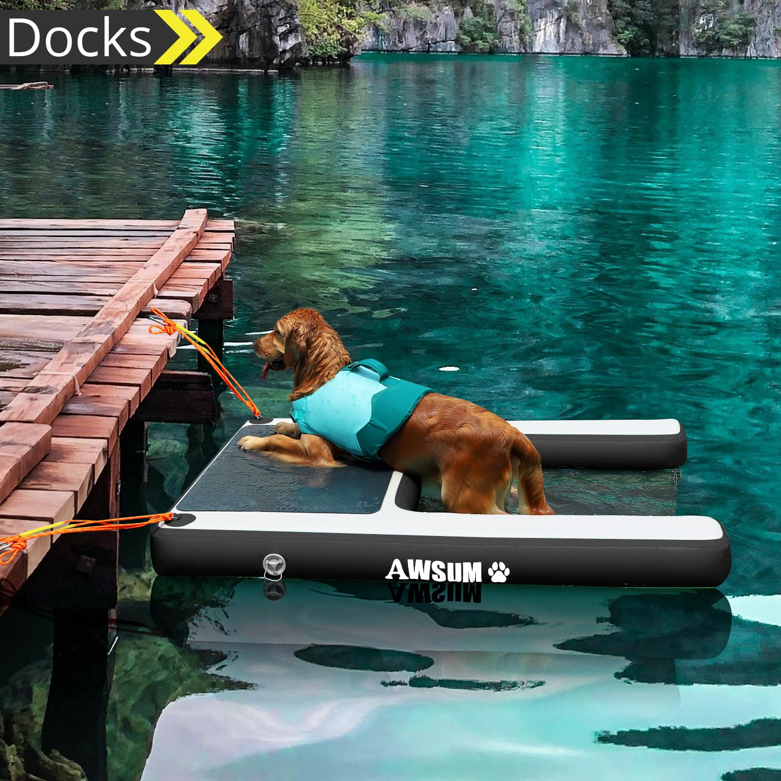 Inflatable Dog Water Ramp AWSUM – Floating Pool & Boat Ladder For Dogs ...