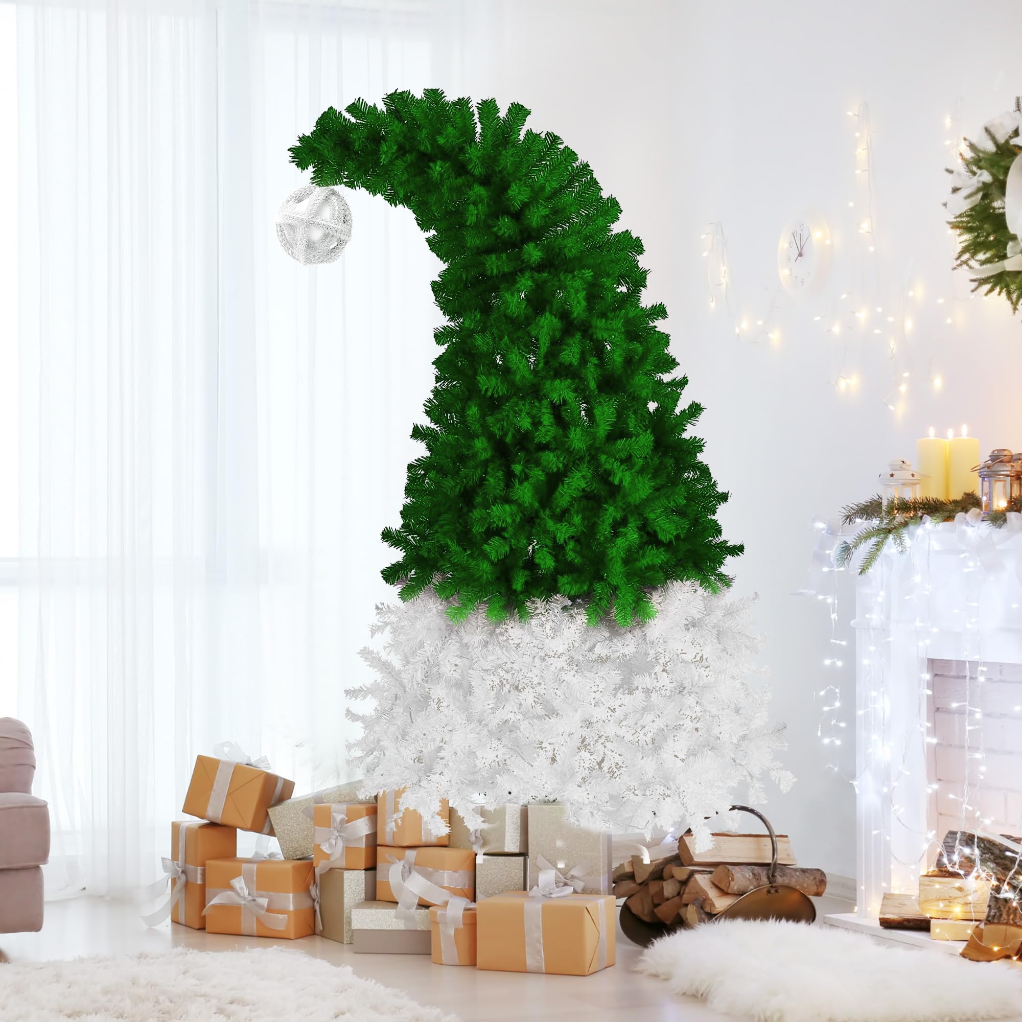 Amazon.com: 6ft Bendable Santa Hat Style Christmas Tree, Artificial ...