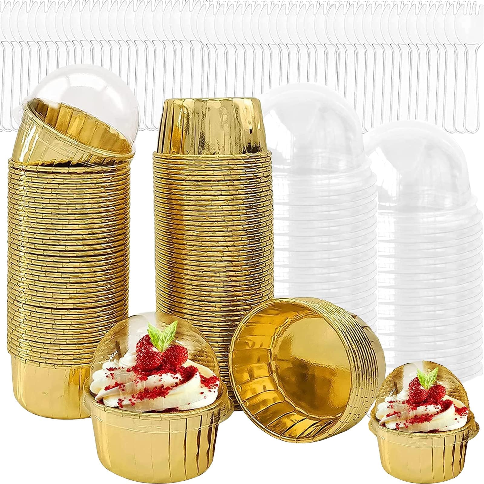 Moldes para pasteles ZHBDFMS, 100 mini moldes de aluminio reutilizables ...
