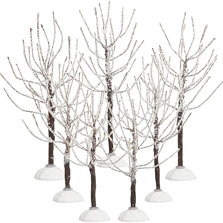 Amazon.com: 7 Pieces Christmas Decor Trees, Snow Covered Village Trees ...