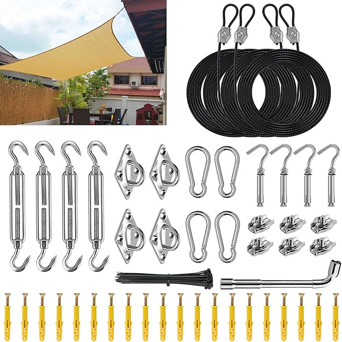 Amazon.com : Pyinlon Shade Sail Hardware Kit for Triangle Rectangle Sun ...