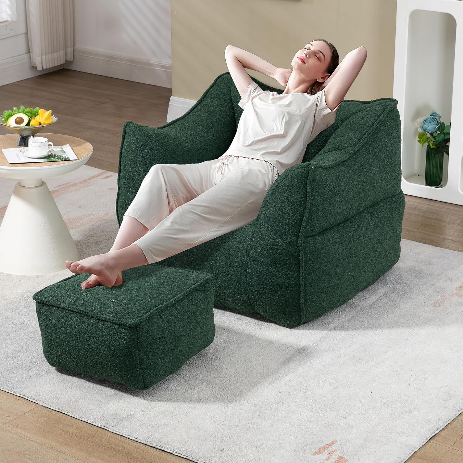 Amazon.com: MOONMISS Bean Bag Chair for Adults with Armrests & Back ...
