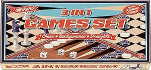 KandyToys SupeRetro 3 In 1 Board Game Set | Includes Chess, Backgammon and Checkers | Games ...