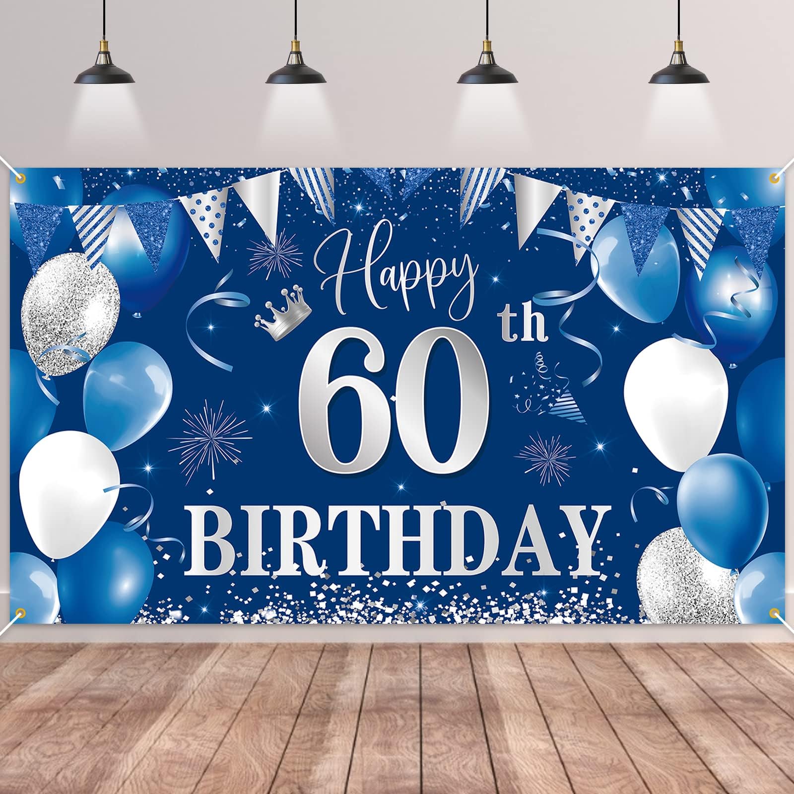 Amazon.com: 60th Birthday Banner Backdrop,BTZO Happy 60th Birthday ...